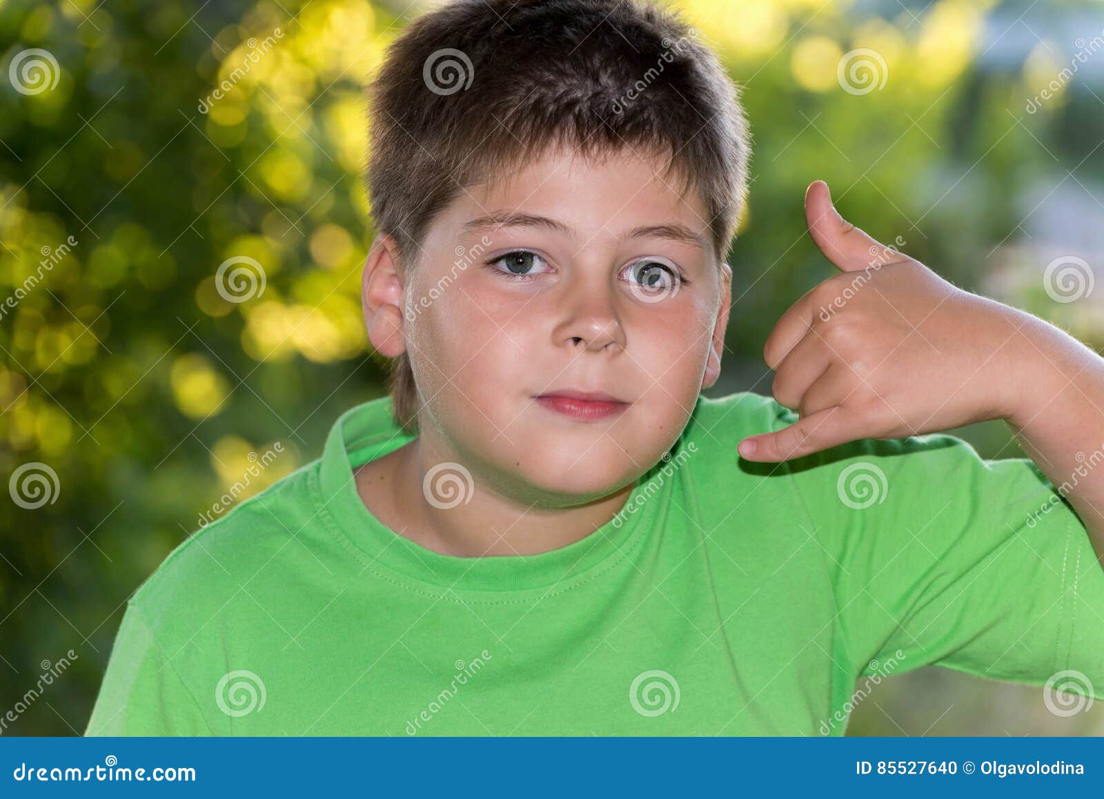 Boy Shows Gesture Talking on Phone Stock Photo - Image of copy, okay ...