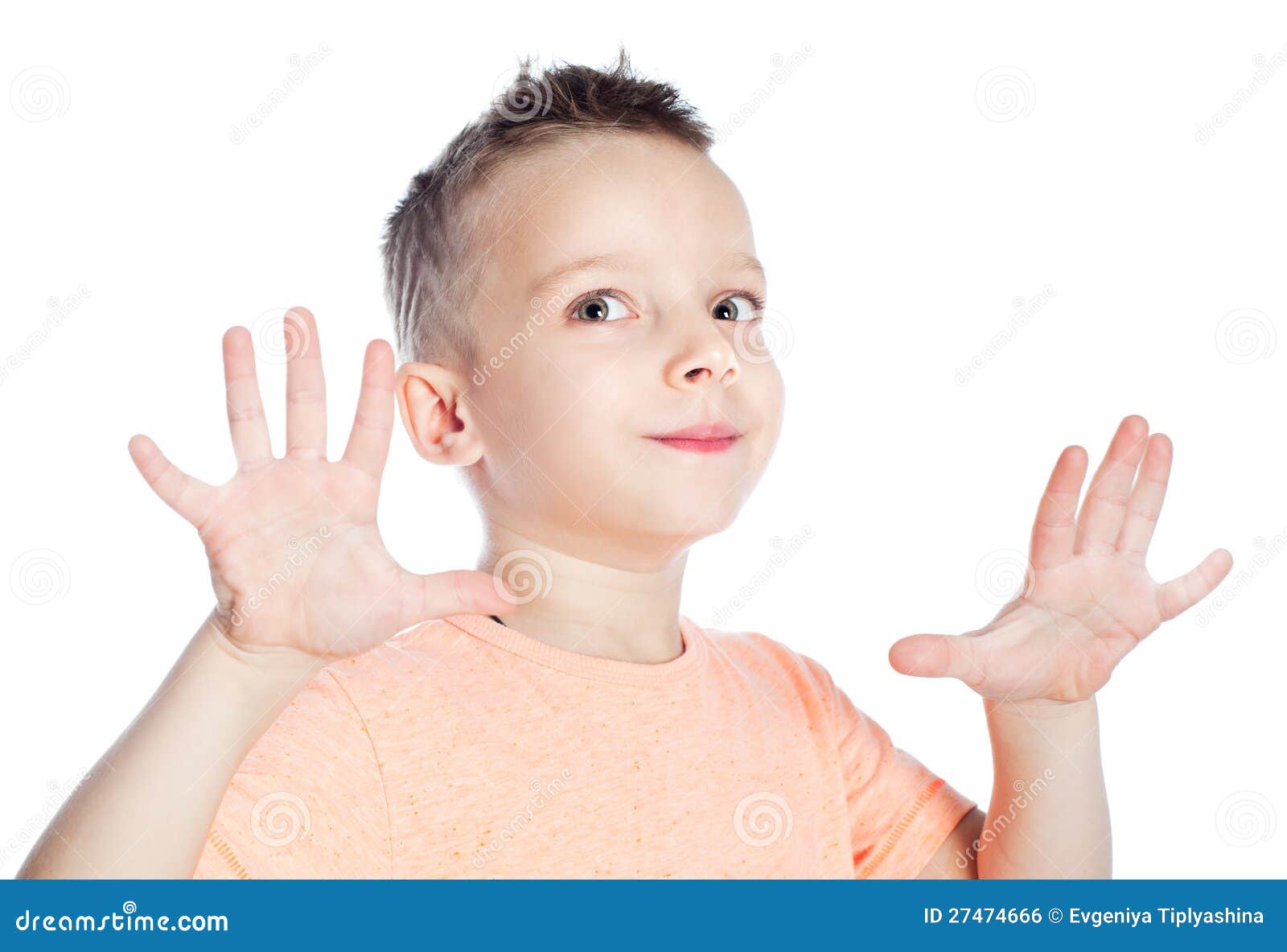 A boy shows his hand stock photo. Image of childhood - 27474666
