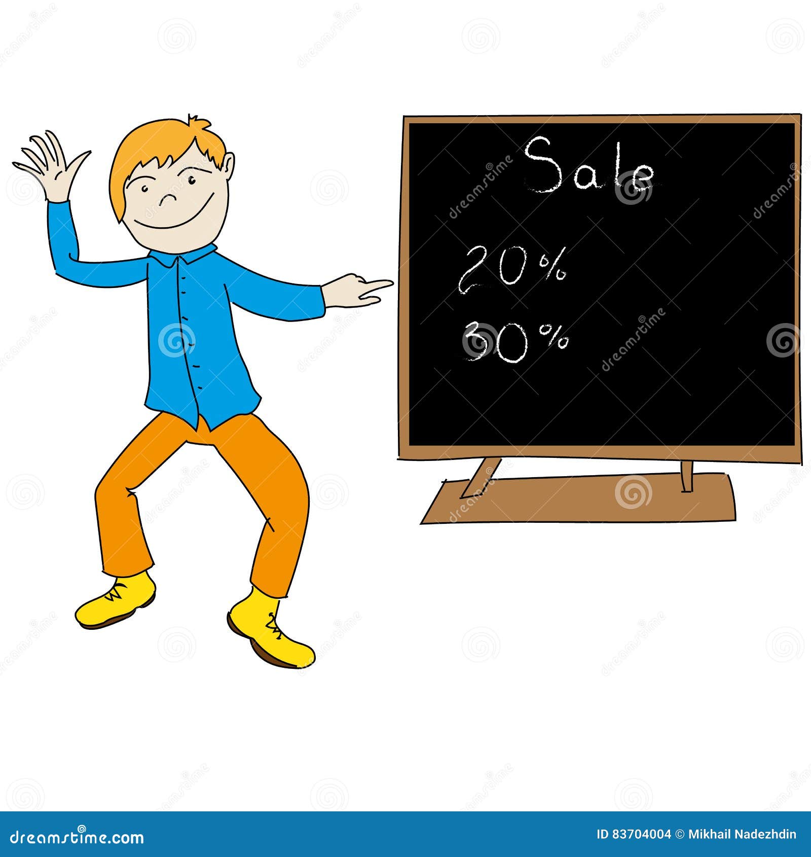Boy shows the sale vector stock vector. Illustration of advert - 83704004