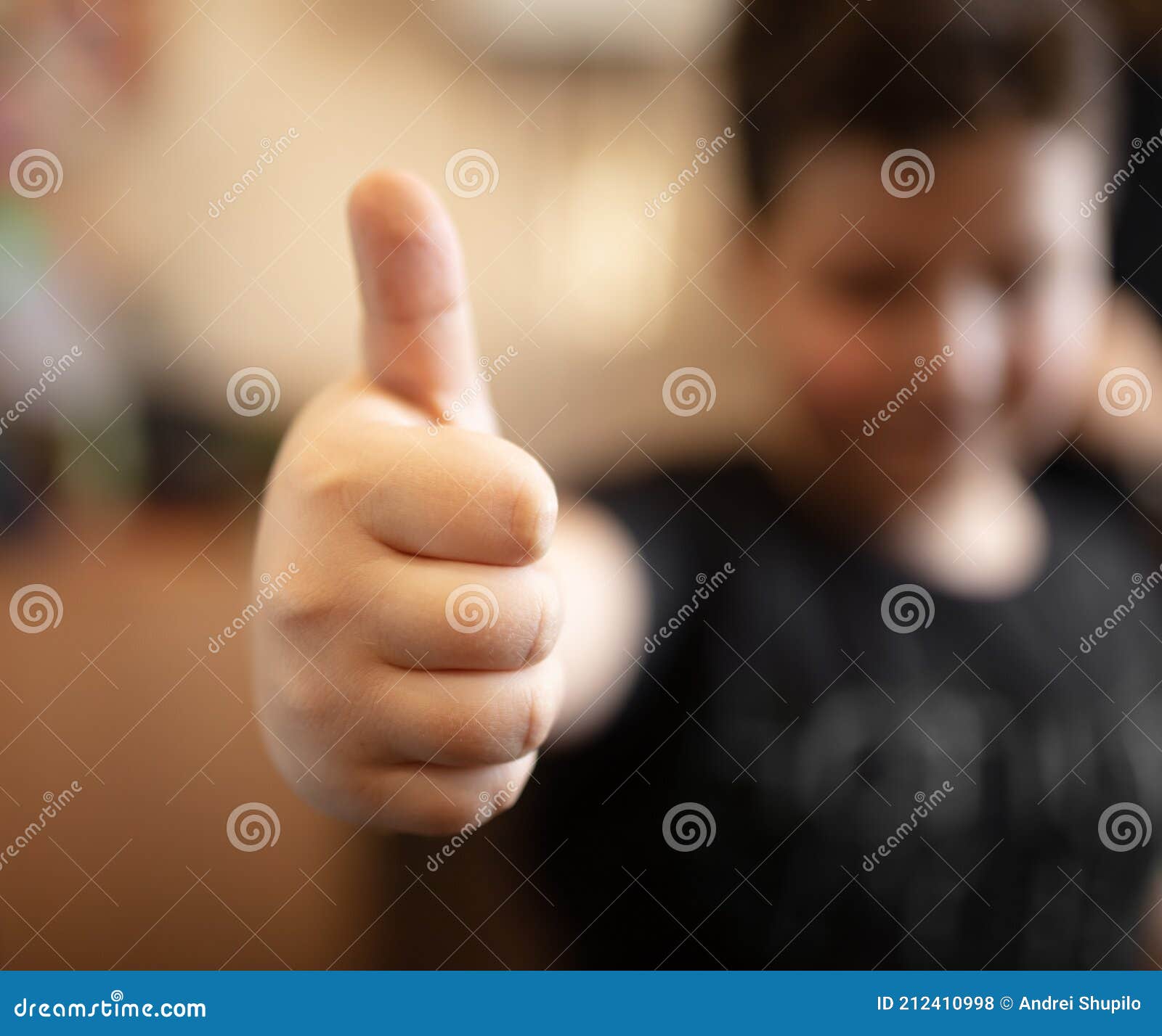 The Boy Shows a Thumb Up on His Hand Stock Photo - Image of casual ...