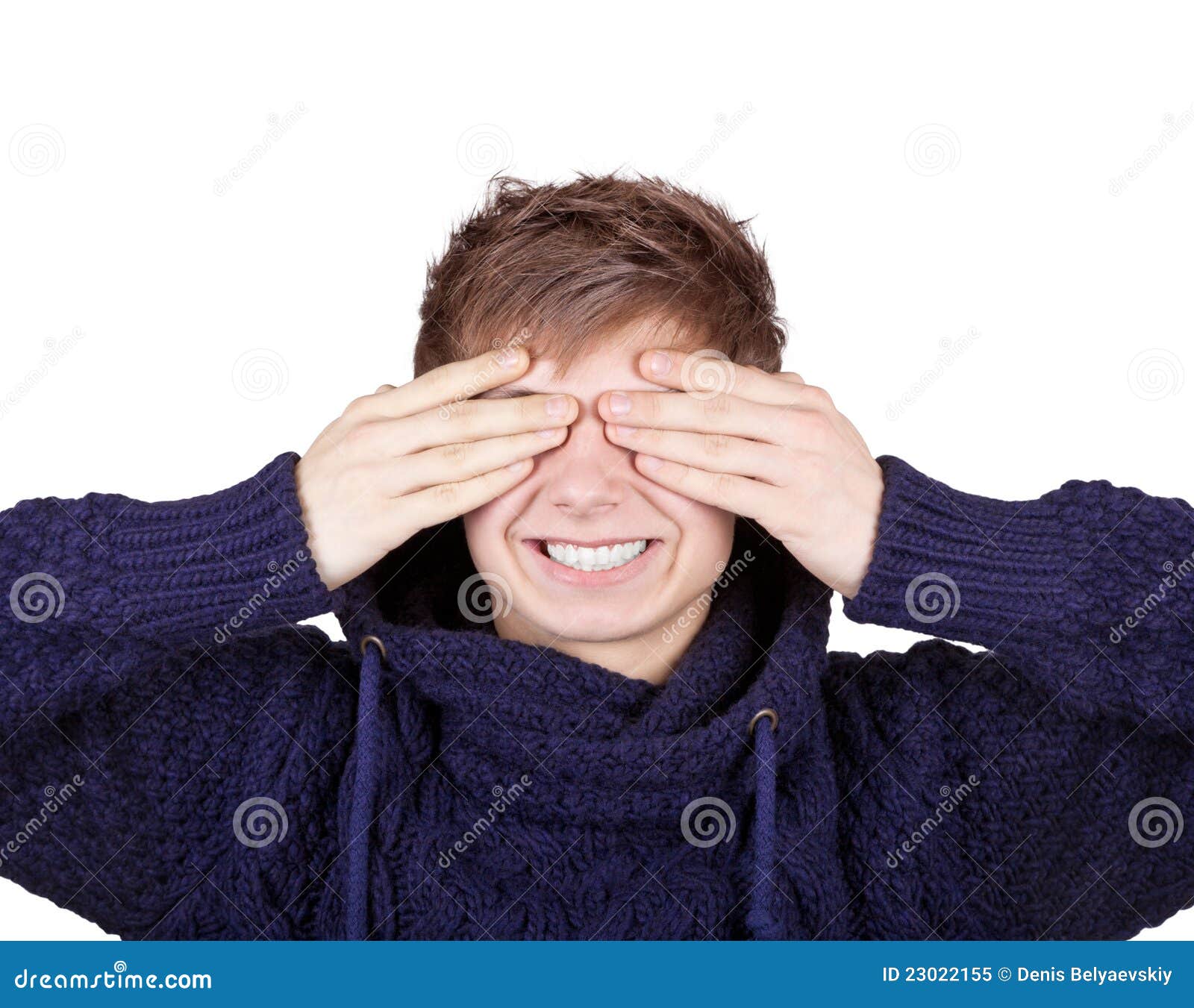Boy Shut His Eyes with Hands Stock Image - Image of close, hood: 23022155