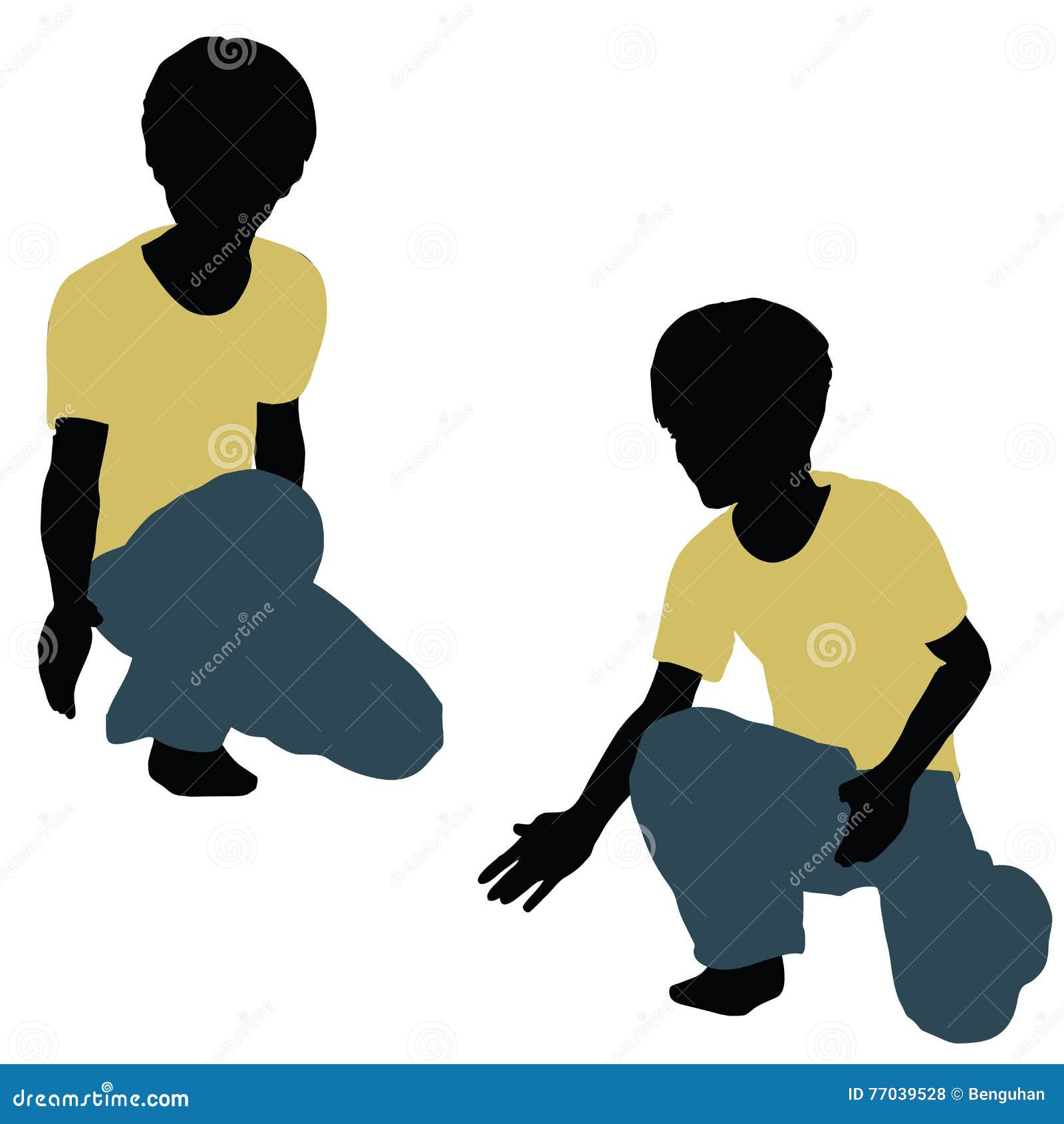 Boy Silhouette in Playing Pose Stock Vector - Illustration of playing ...