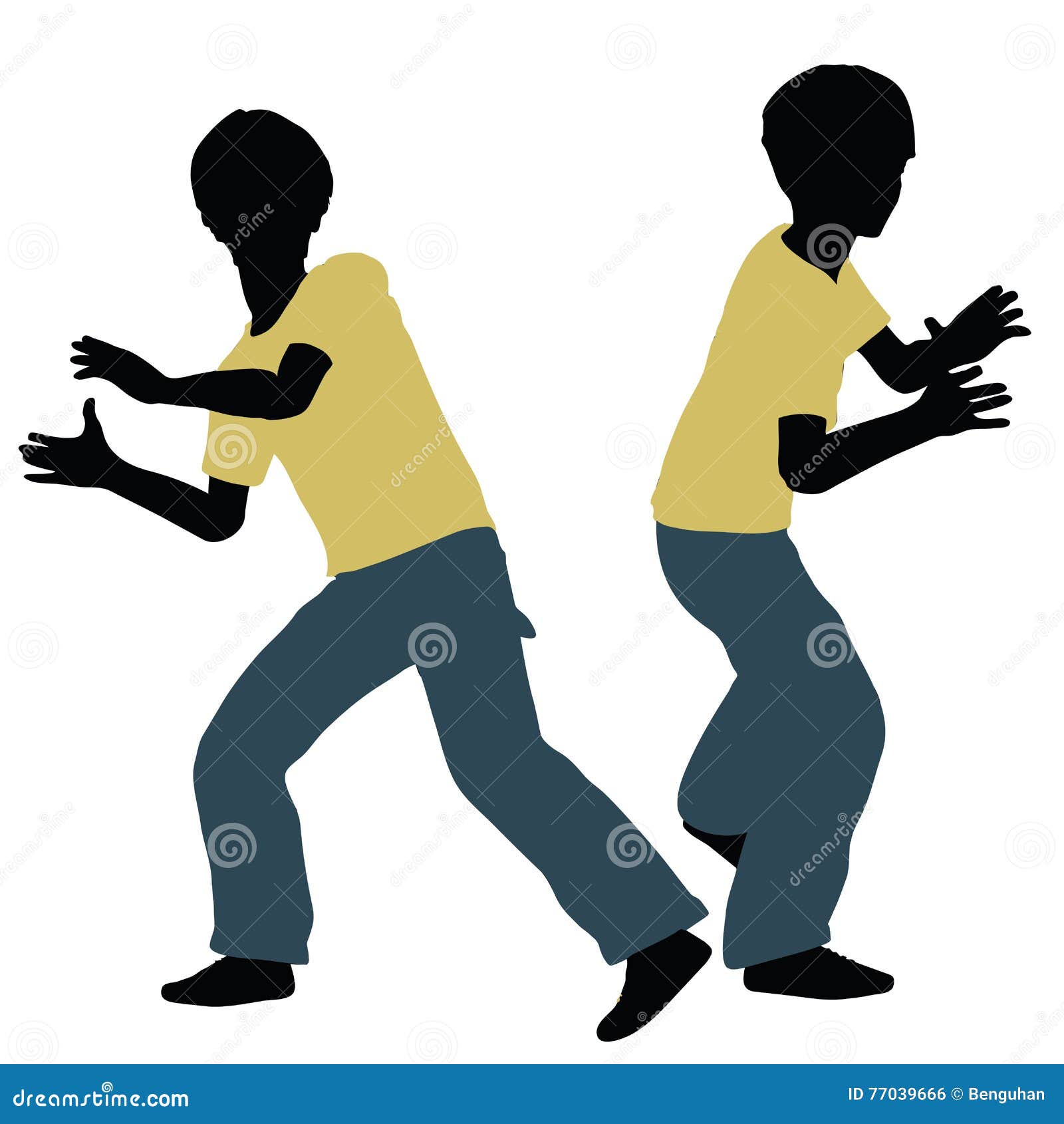 Boy Silhouette in Playing Pose Stock Vector - Illustration of ...