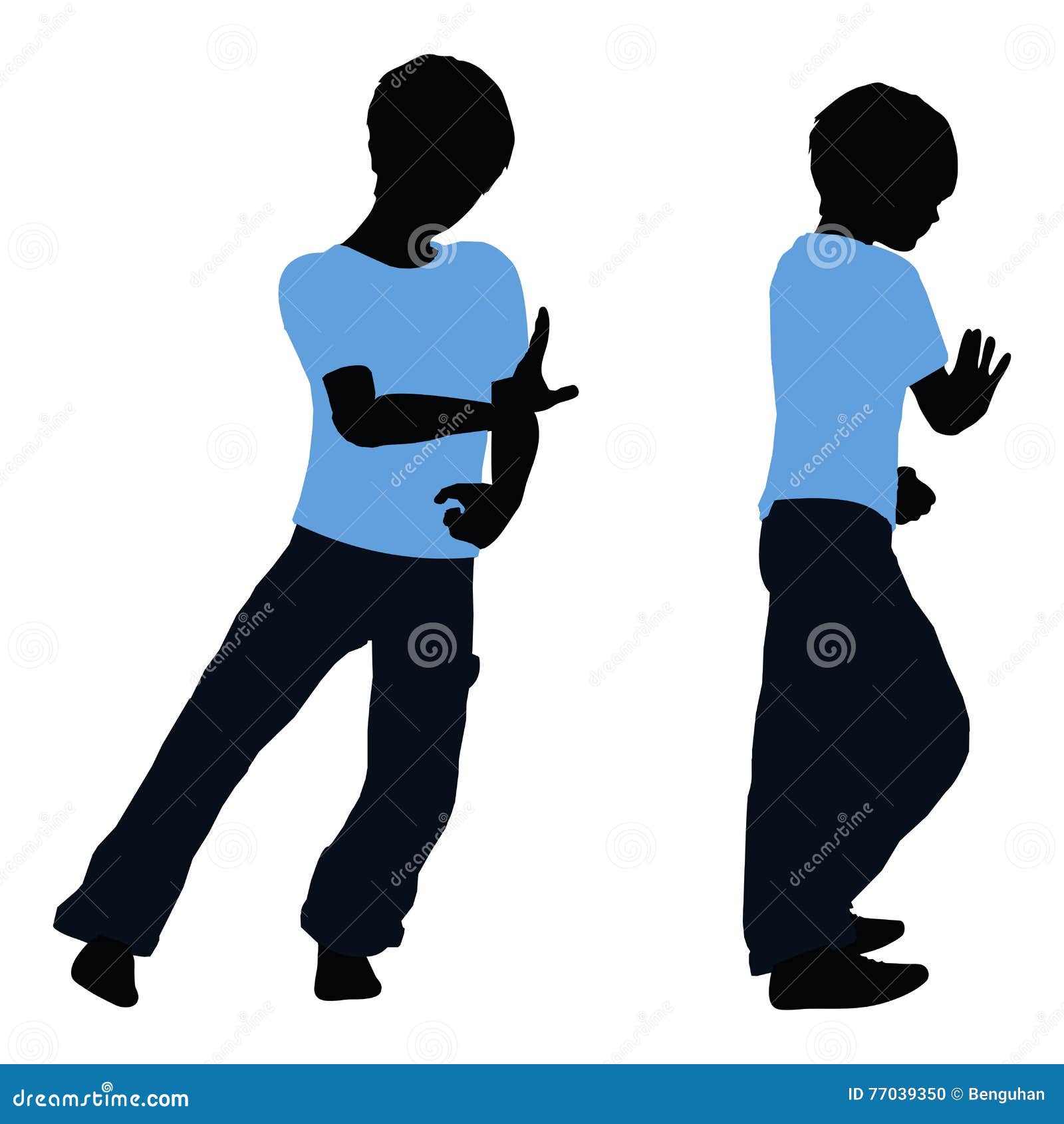 Boy Silhouette in Pushing Pose Stock Vector - Illustration of pose ...