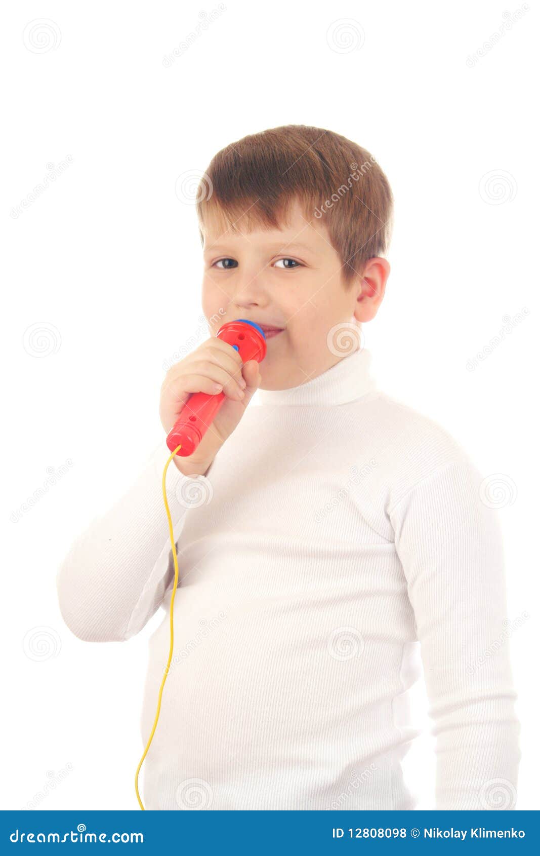 Boy Singing in a Microphone Stock Photo - Image of wool, small: 12808098