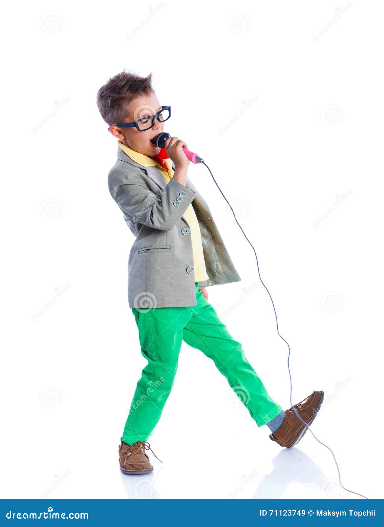 Boy Singing with a Microphone Stock Image - Image of bear, caucasian ...