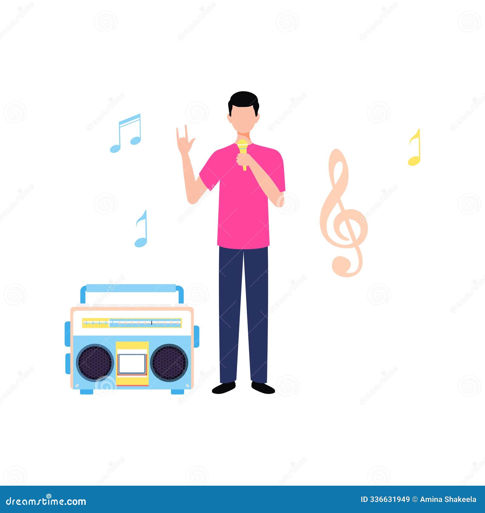 The boy is singing a song stock illustration. Illustration of singing ...