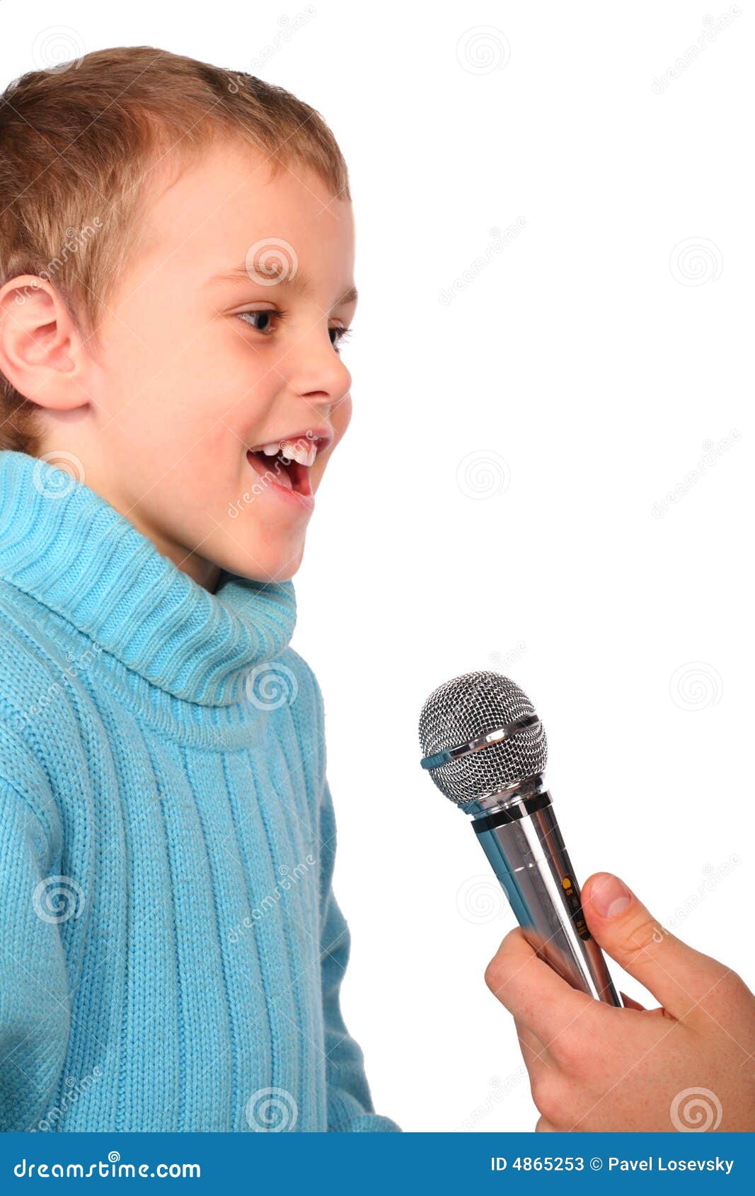 Boy sings into microphone stock image. Image of face, show - 4865253