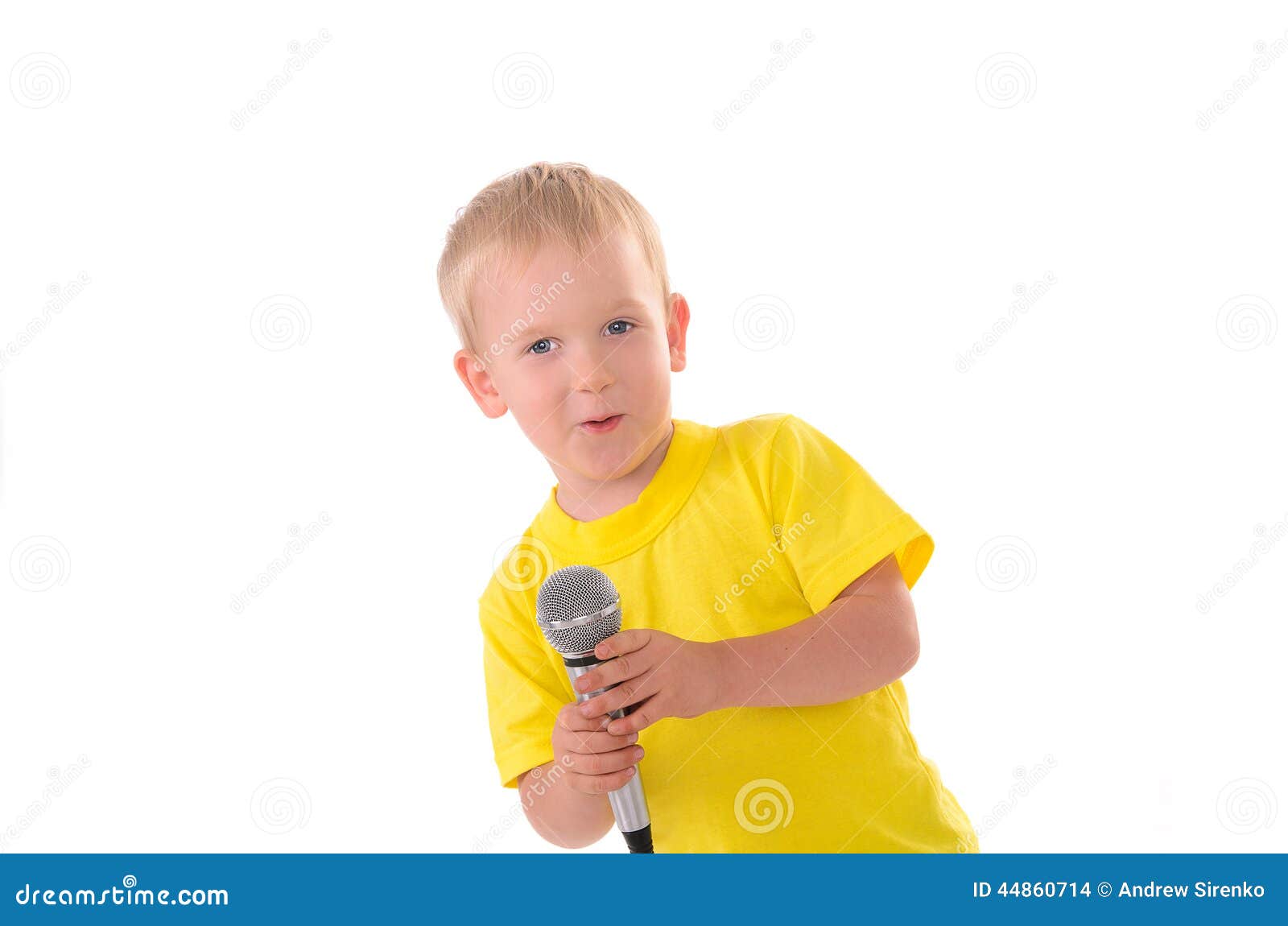 Boy sings with microphone stock photo. Image of childhood - 44860714