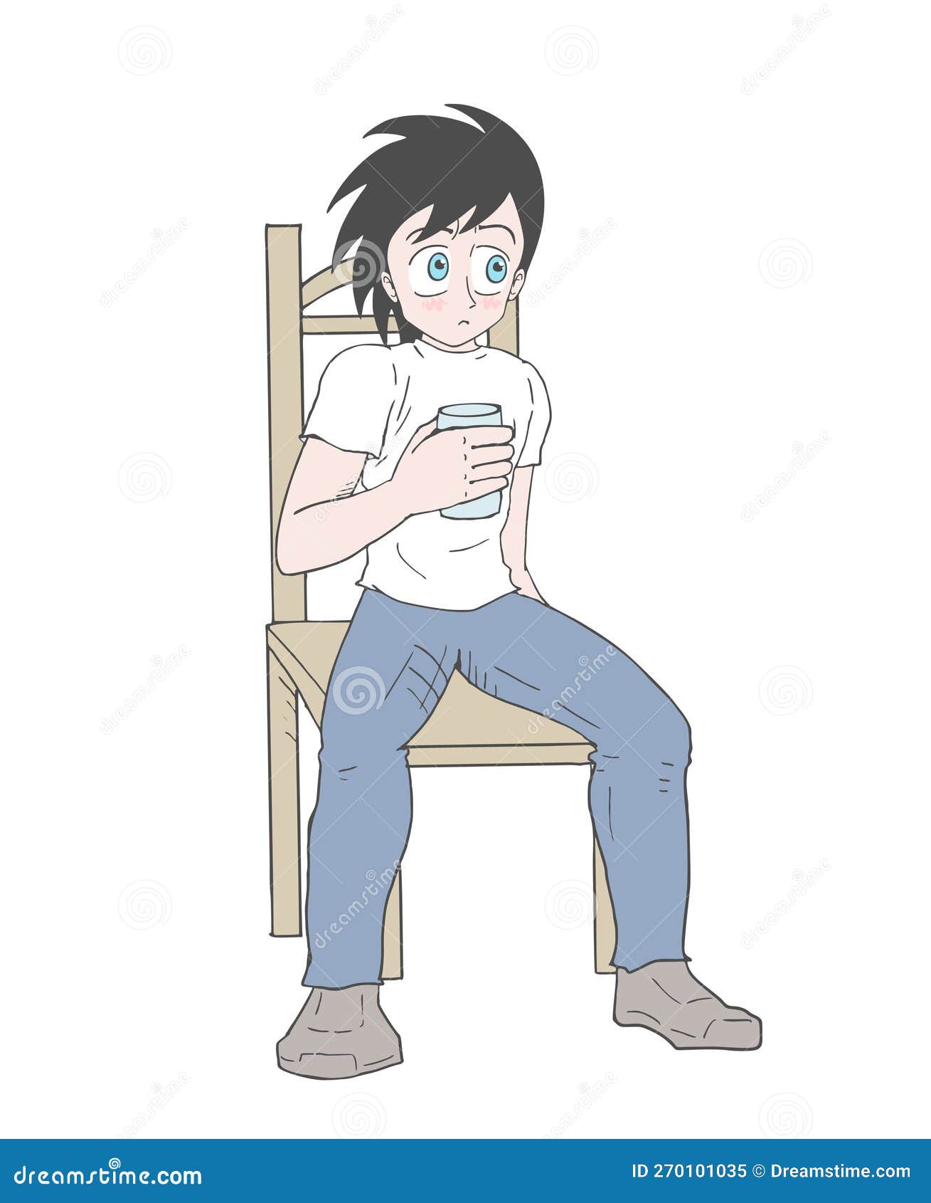 Boy sit in chair hand draw stock vector. Illustration of chair - 270101035