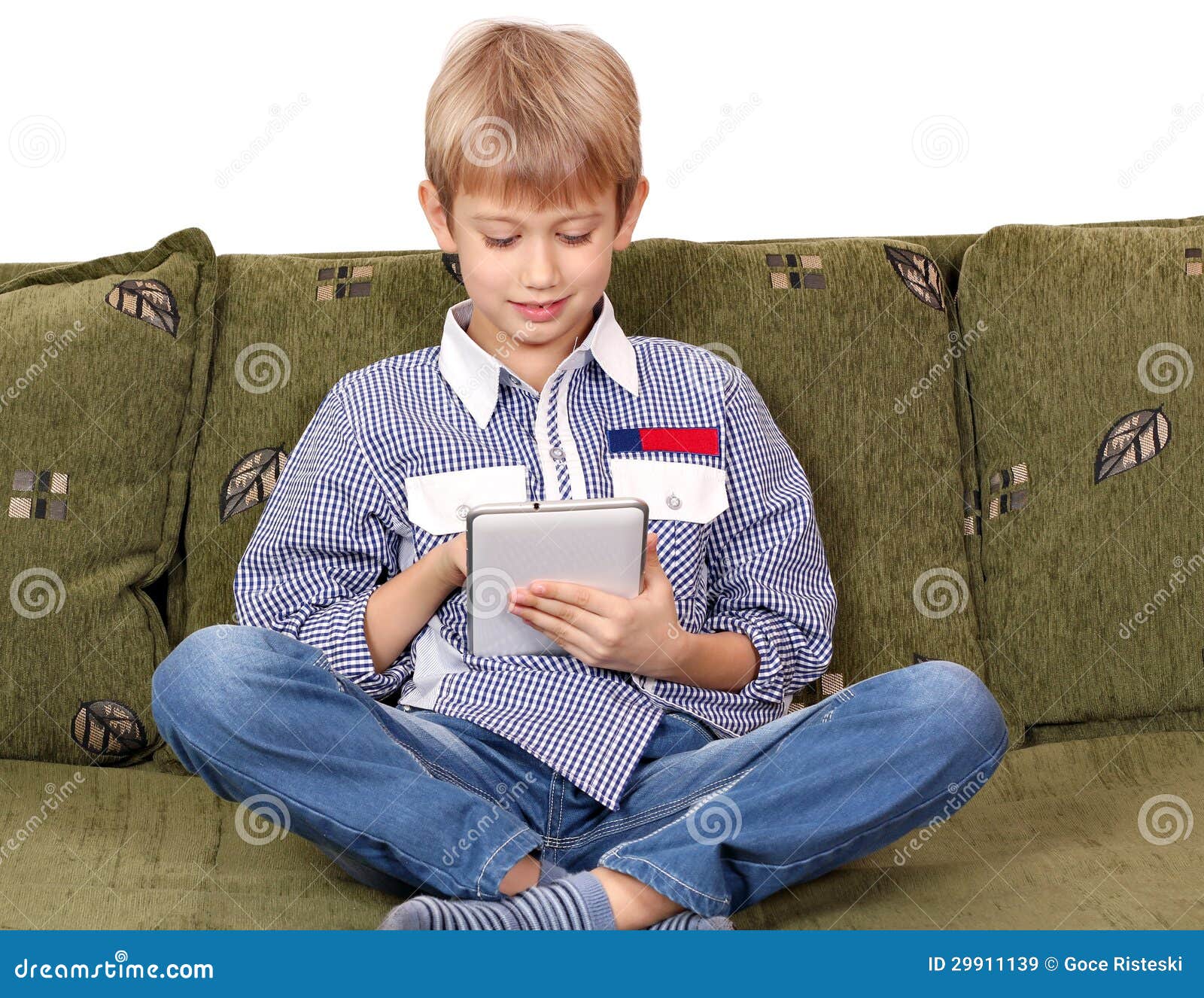 Boy play with tablet pc stock image. Image of white, screen - 29911139