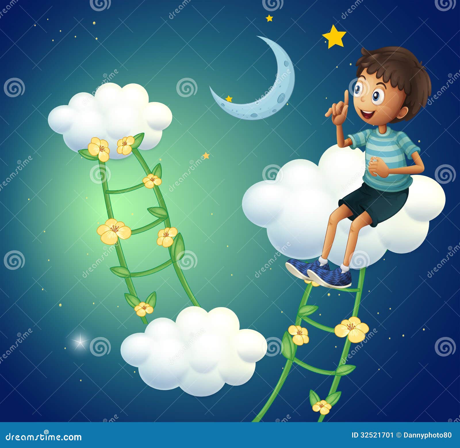 A boy sitting at the cloud stock vector. Illustration of fresh - 32521701
