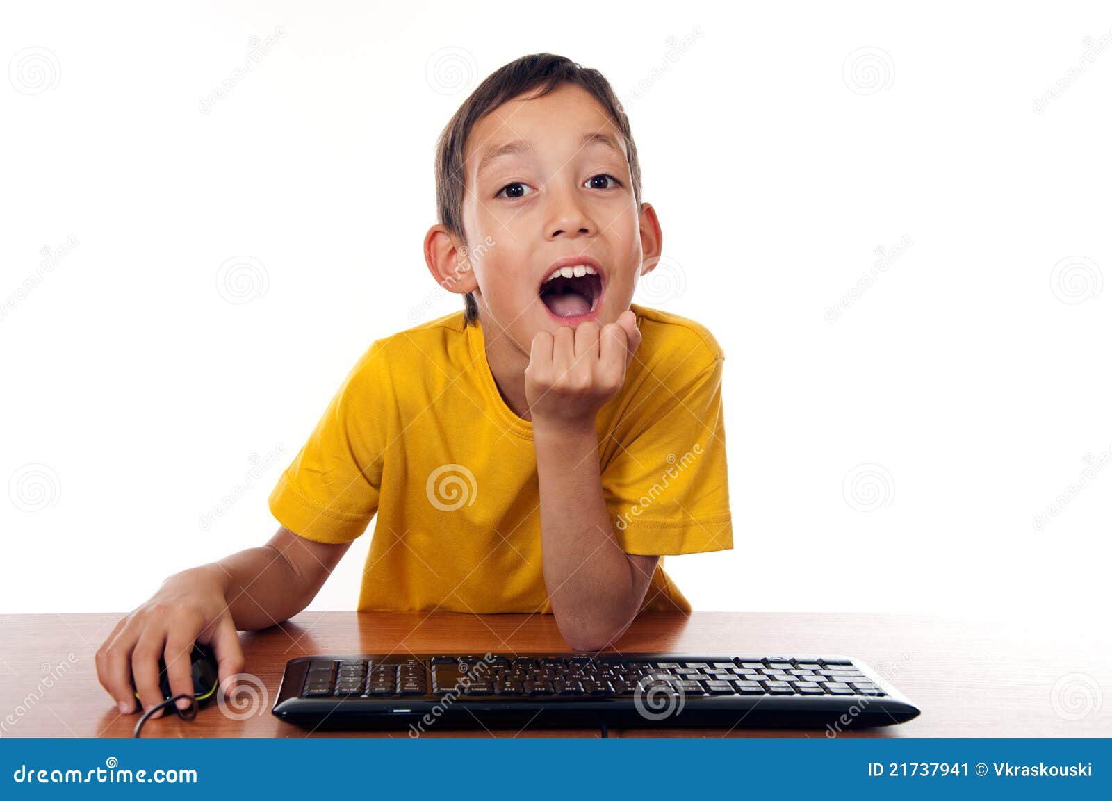 Boy Sitting in Front of Computer Stock Image - Image of education ...