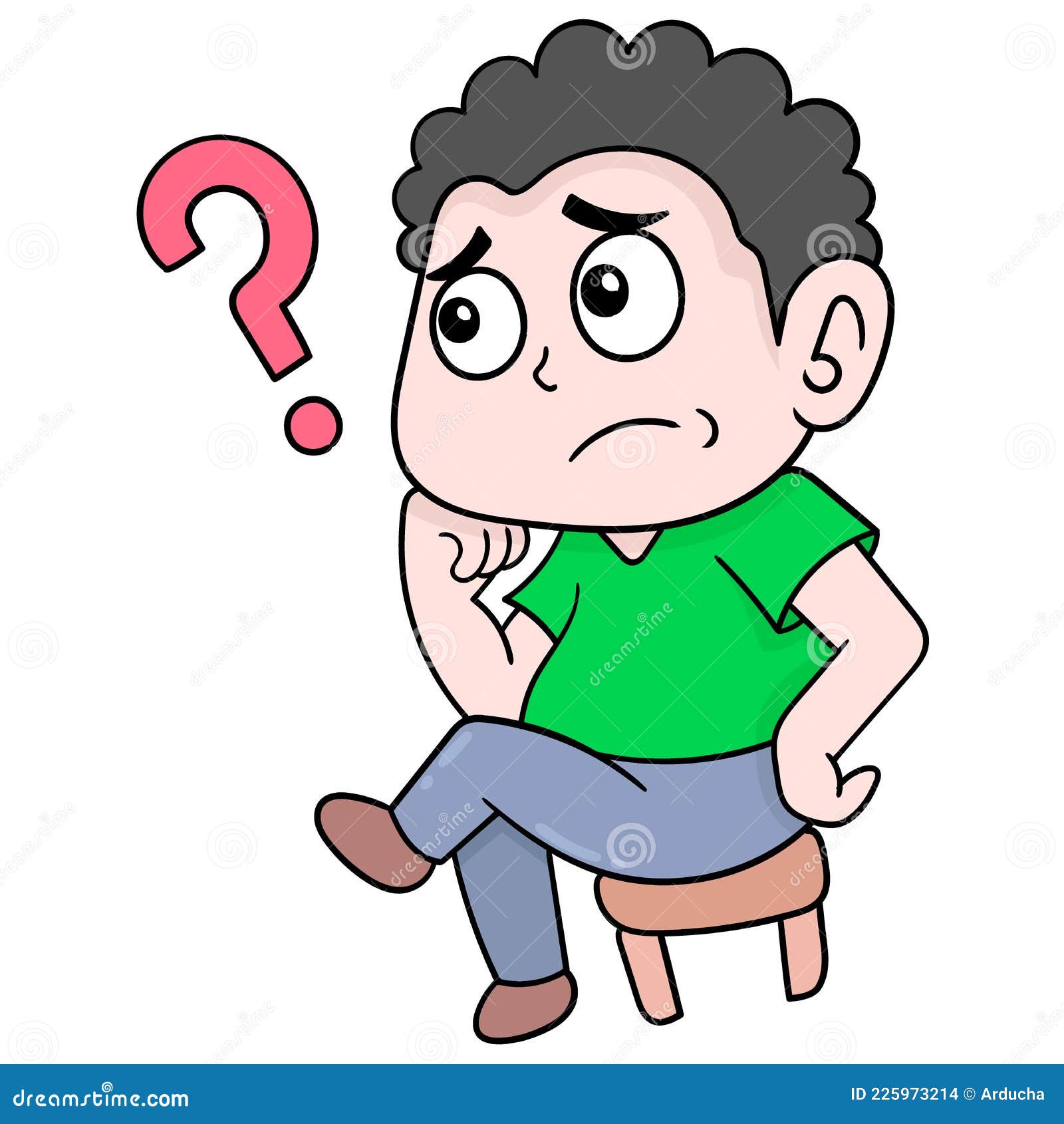 Boy is Sitting Gloomy Looking for a Solution To the Problem, Doodle ...