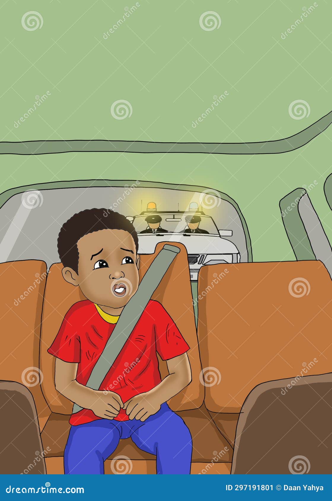 A Boy Sitting Inside the Car Cartoon Illustration Stock Illustration ...
