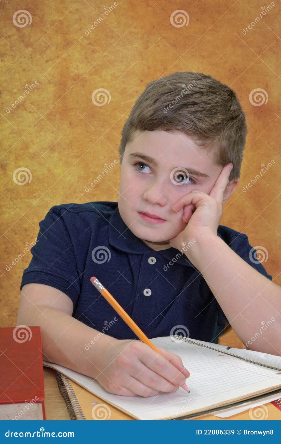 Boy Sitting School Desk stock image. Image of learning - 22006339