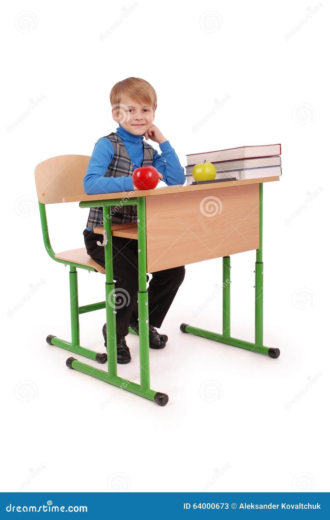 Boy Sitting at a School Desk Stock Image - Image of childhood ...