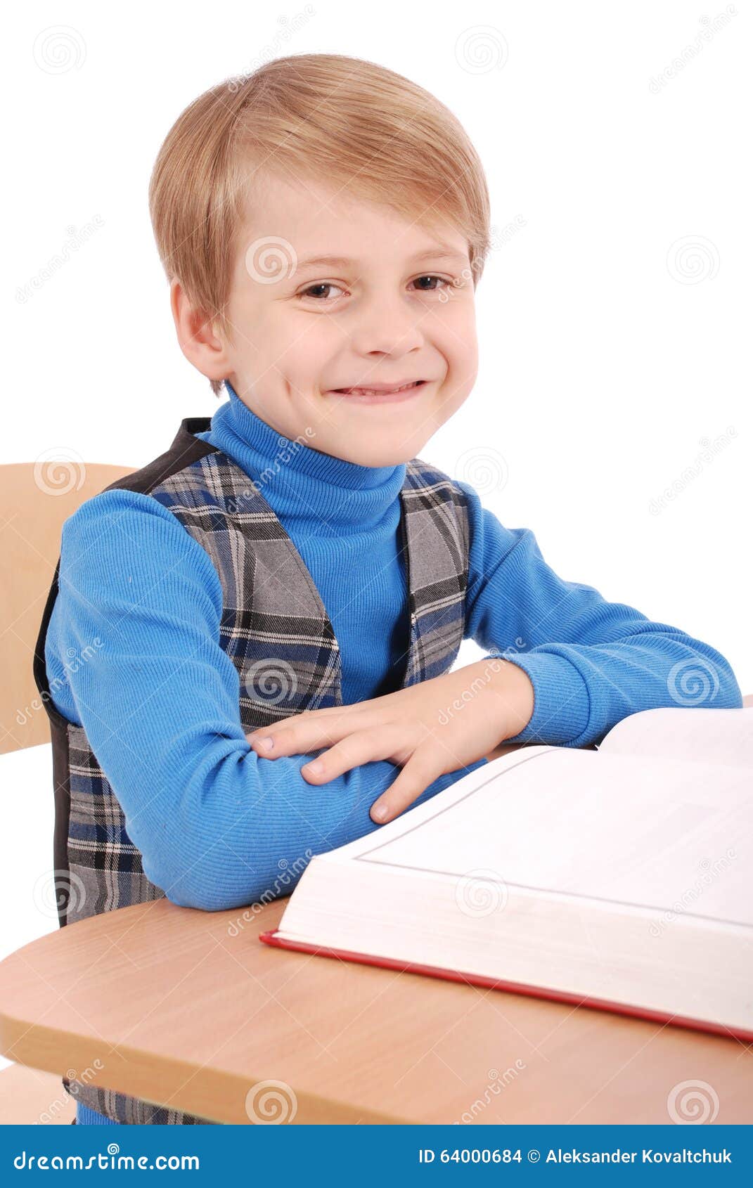 Boy Sitting at a School Desk Stock Photo - Image of textbook, boys ...