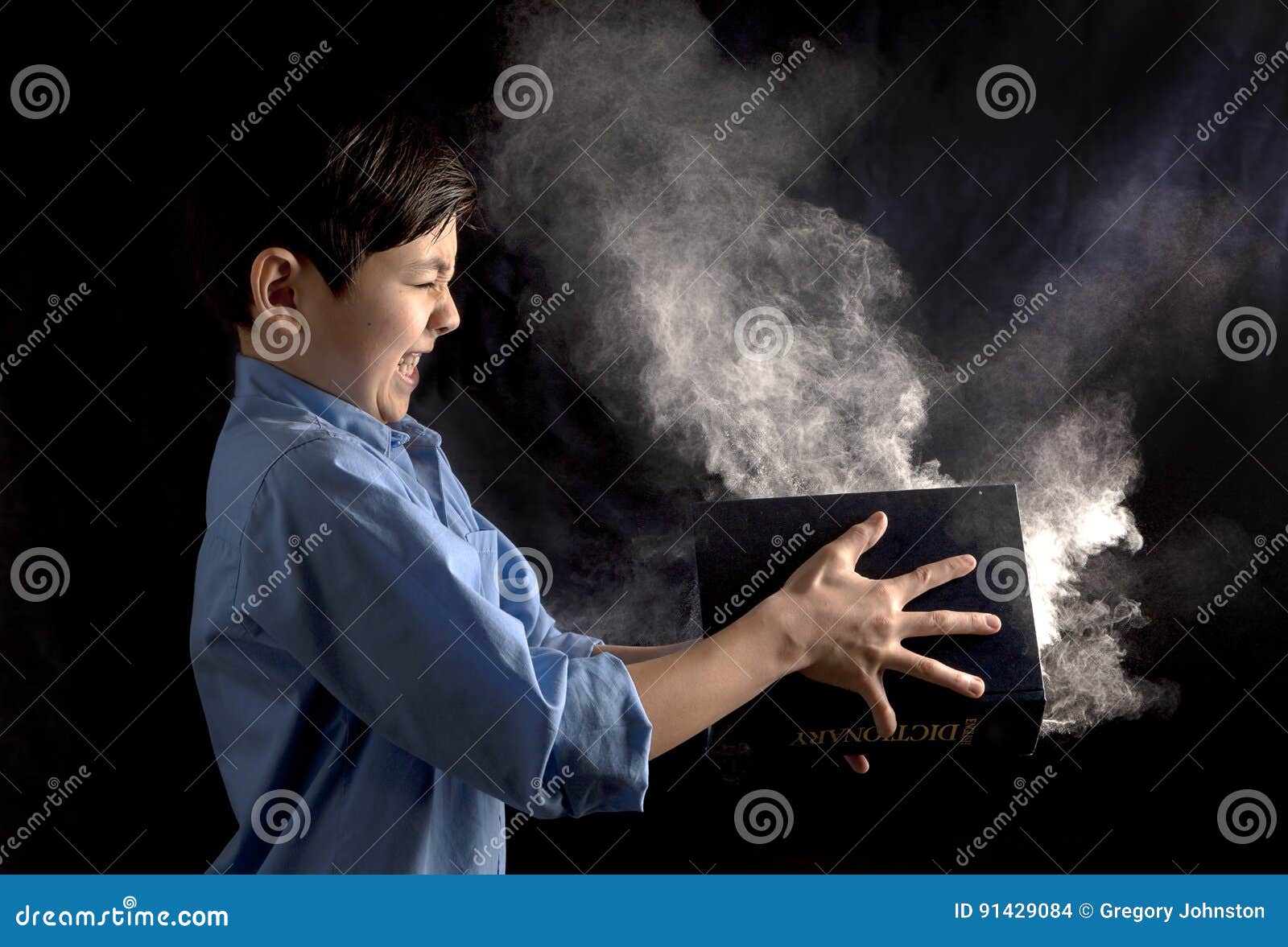 Boy slams book shut. stock photo. Image of concept, youth - 91429084