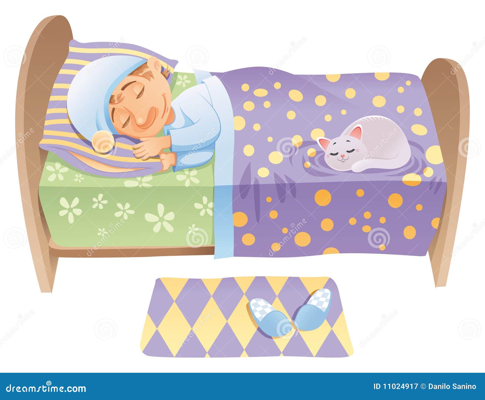 Boy is sleeping in his bed stock vector. Illustration of expression ...