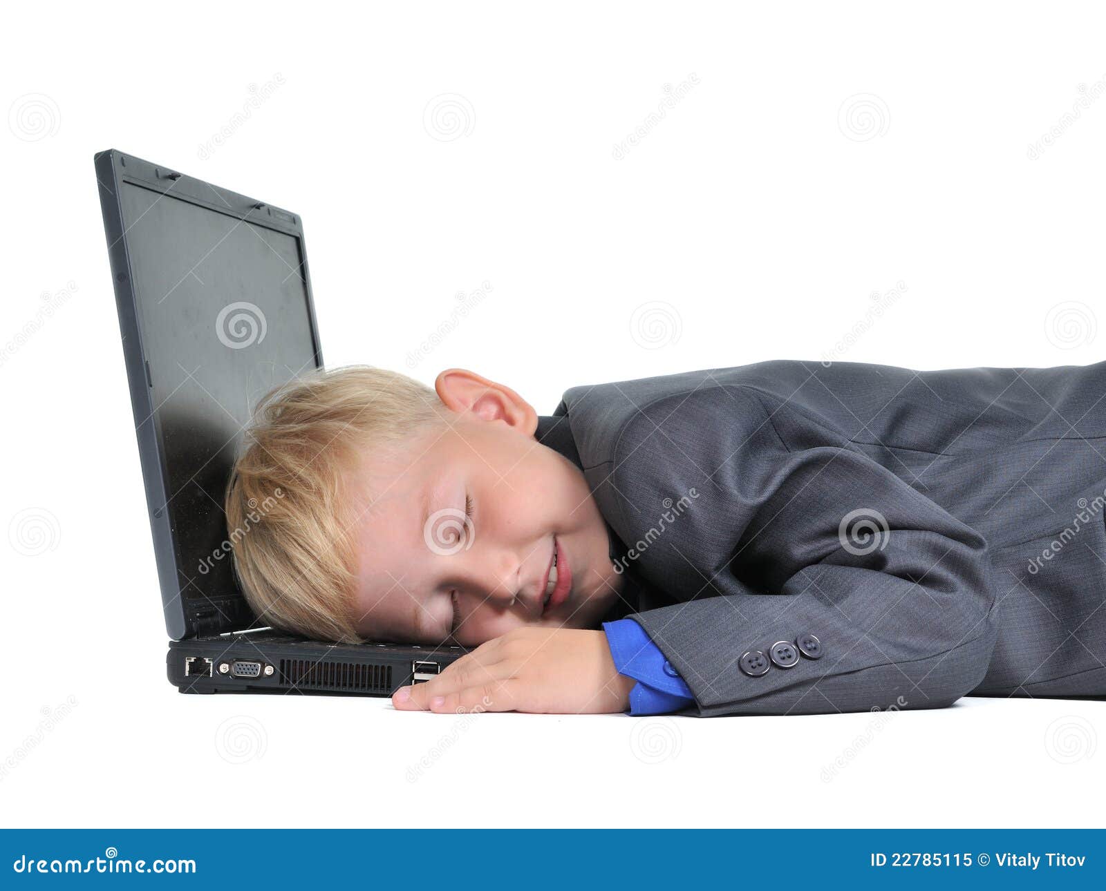 Boy Sleeping on Laptop Tired of Work Stock Image - Image of mail ...