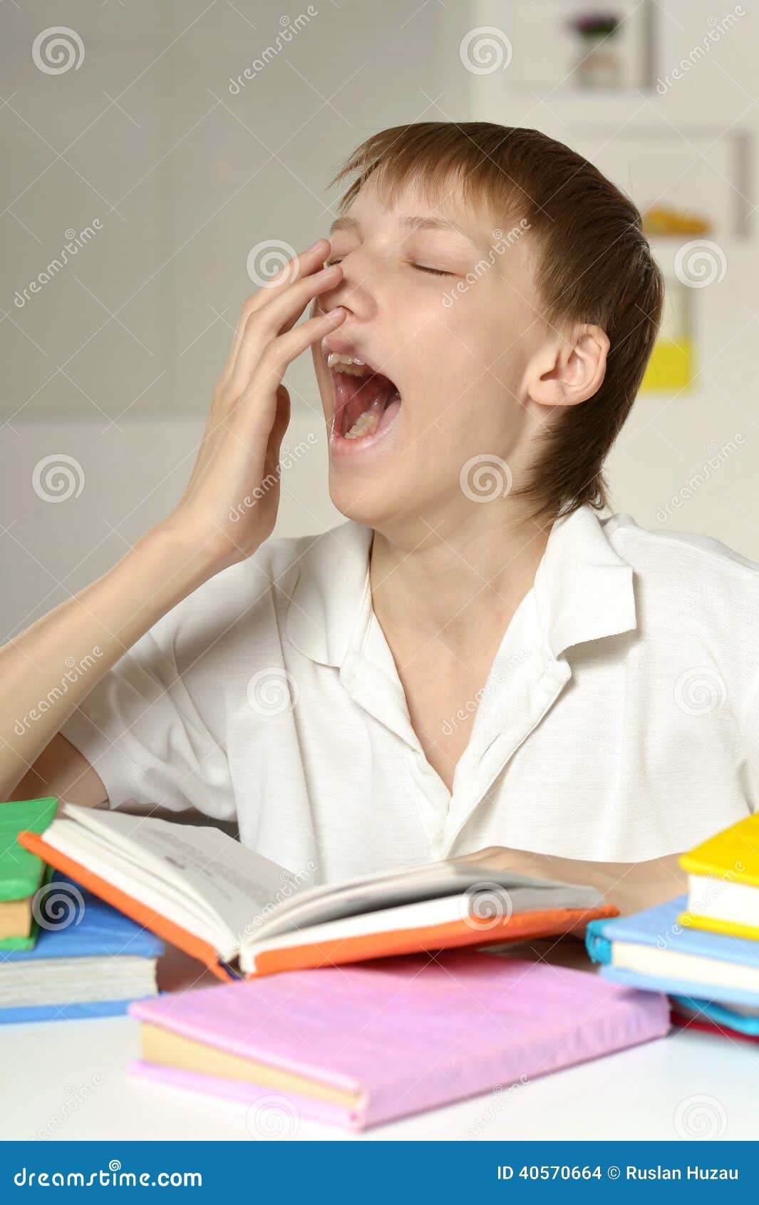 Boy is sleepy stock photo. Image of homework, childhood - 40570664