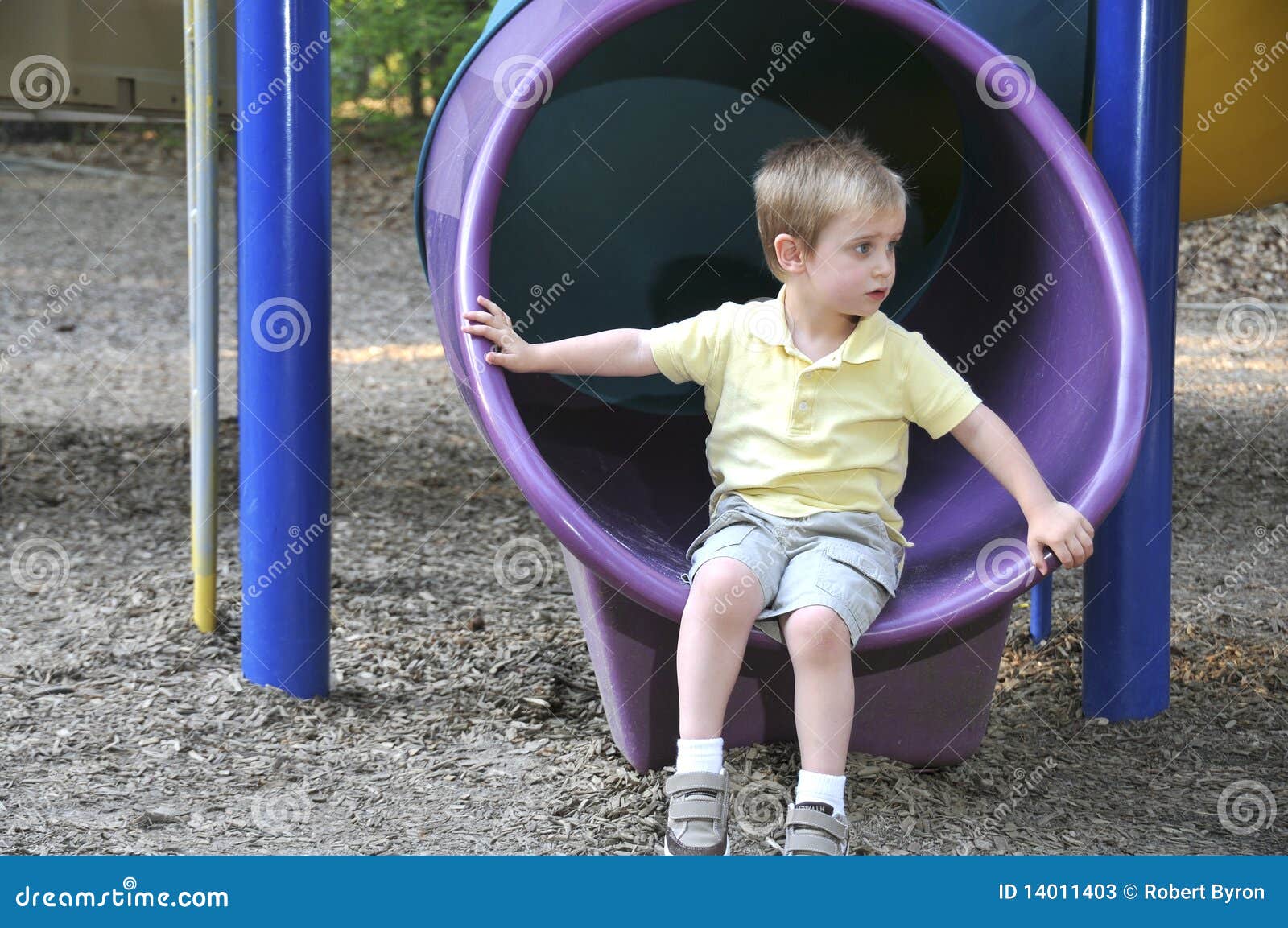 Boy on Slide stock image. Image of recreation, childhood - 14011403
