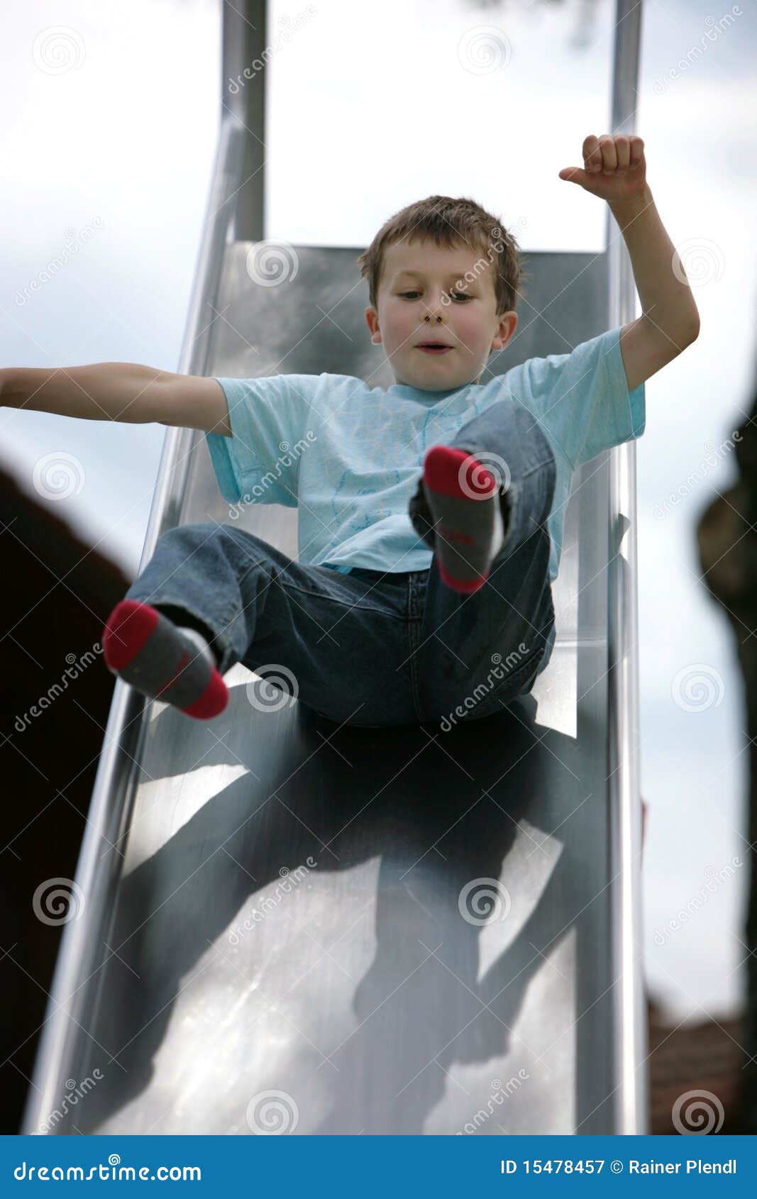 Boy on slide stock image. Image of playful, childhood - 15478457