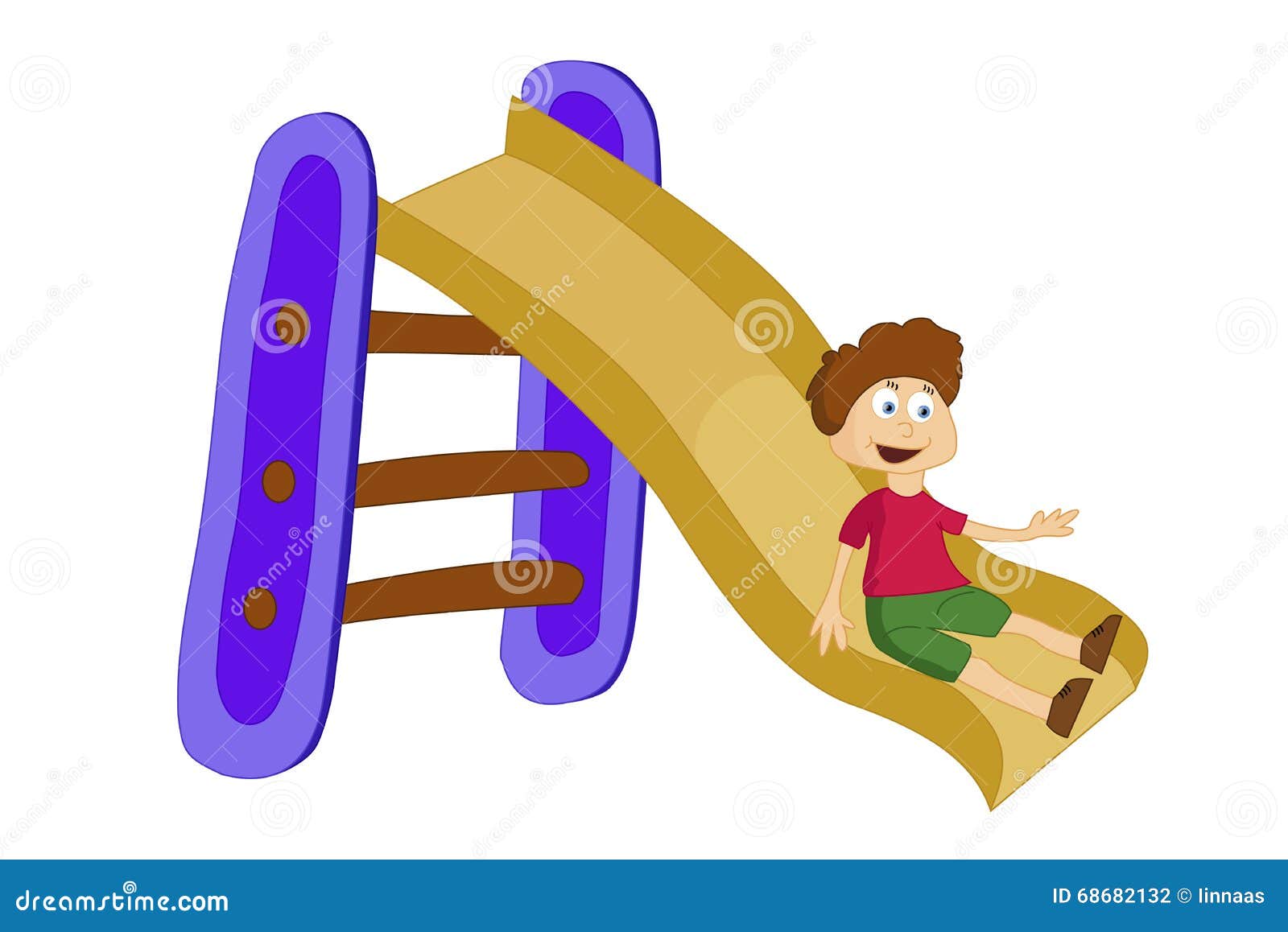 Boy sliding down the slide stock vector. Illustration of kindergarten ...