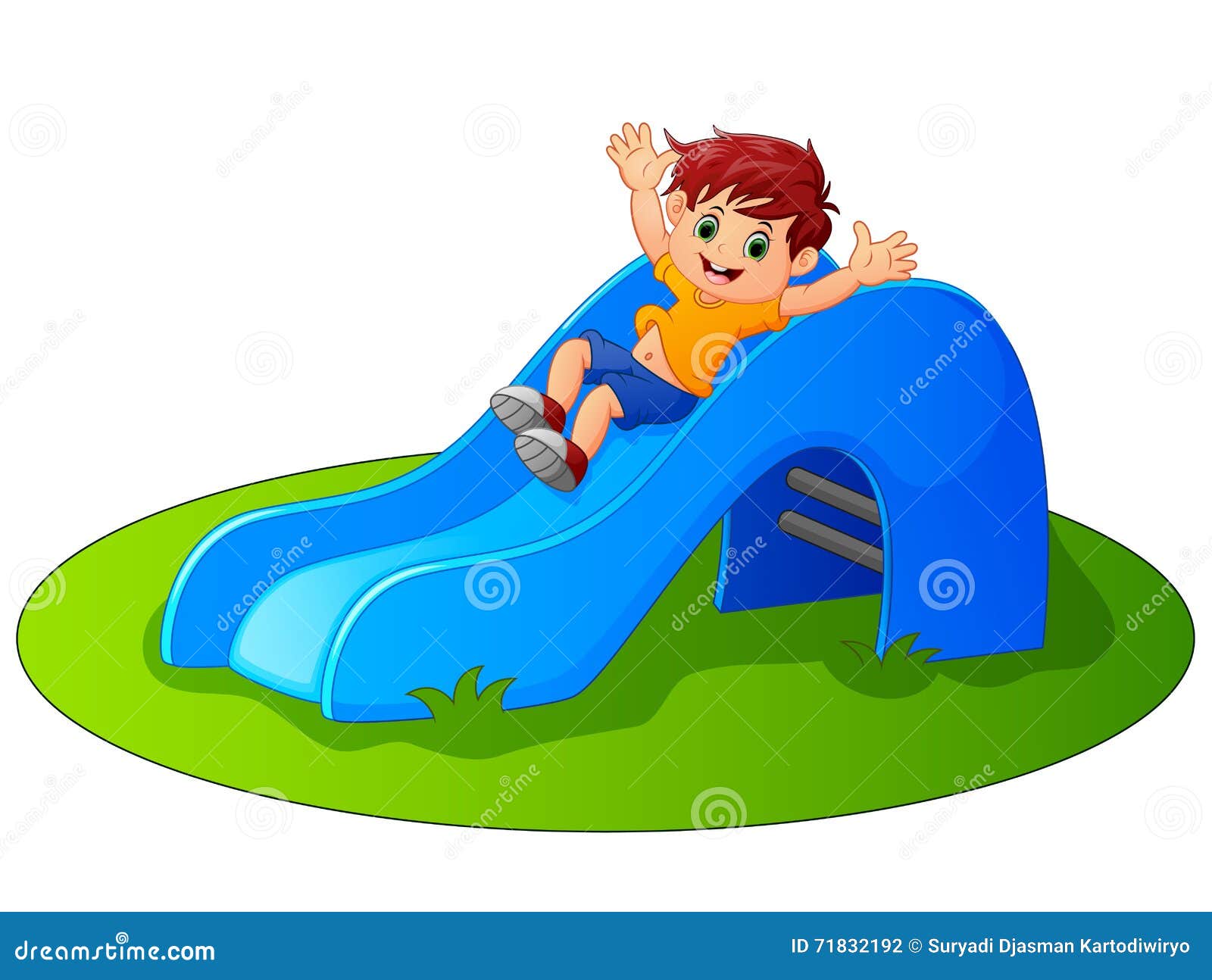 Boy sliding in the Park stock vector. Illustration of cheerful - 71832192