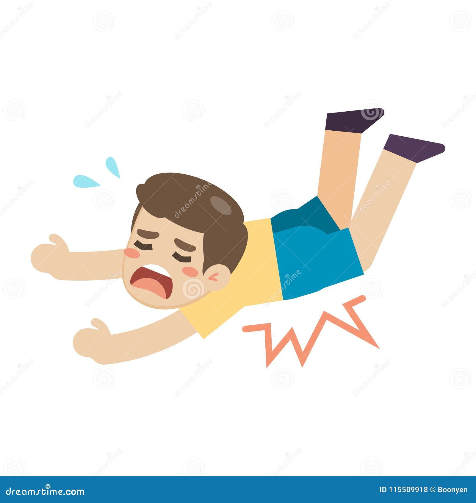 Boy Slip and Stumble on the Floor, Vector Illustration. Stock Vector ...