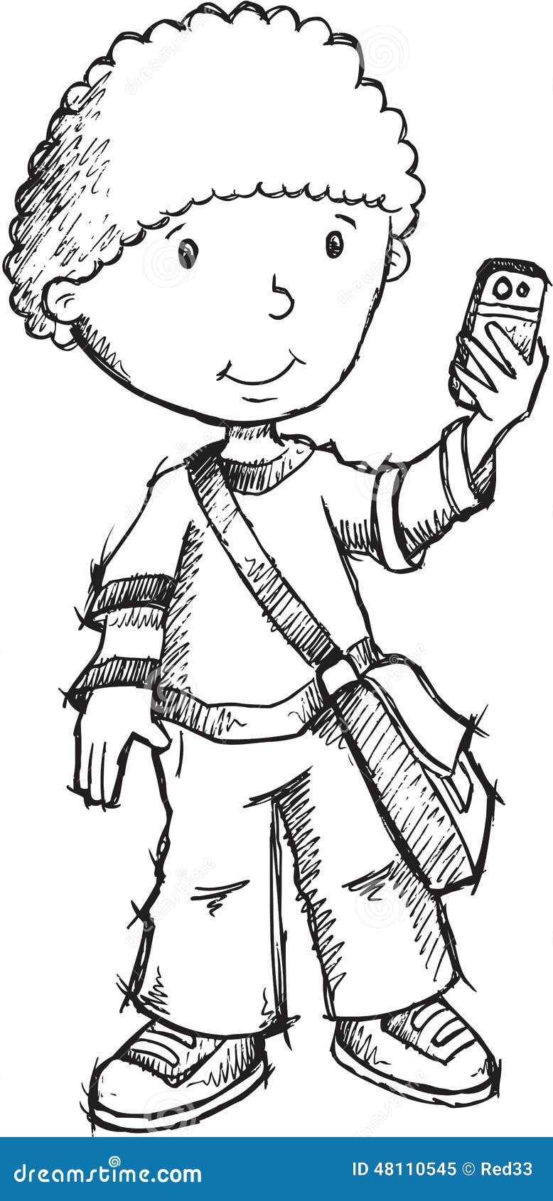 Boy smart phone vector stock vector. Illustration of school - 48110545