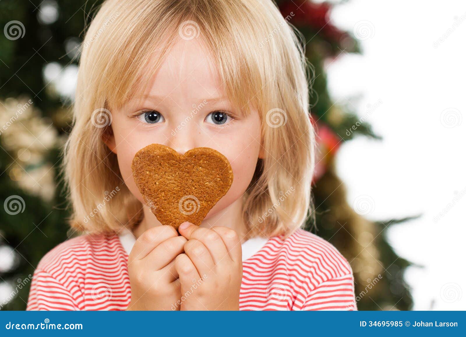 Boy Smelling Gingerbread Cookie Stock Image - Image of person, dressed ...