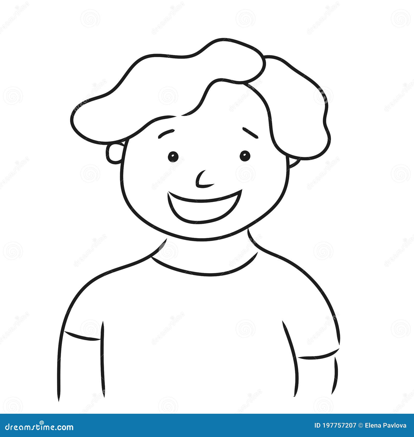 Boy smiling character line stock illustration. Illustration of outline ...