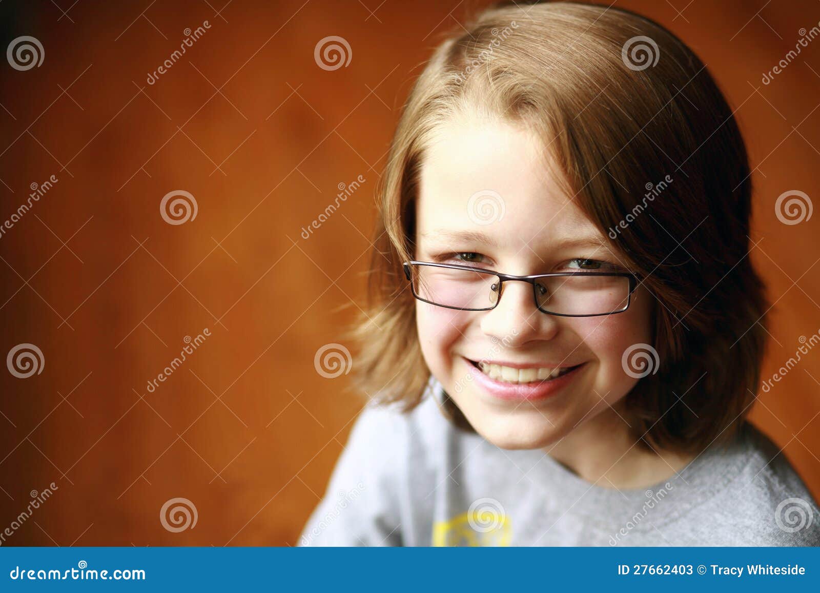 Boy Smiling with Eyeglasses Stock Image - Image of natural, hair: 27662403