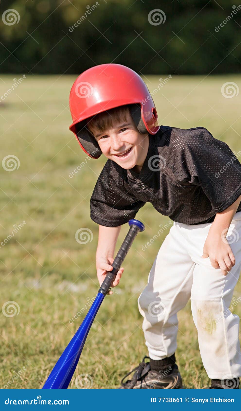 Boy Smiling Getting Ready To Hit Stock Image - Image of outdoor, fast ...