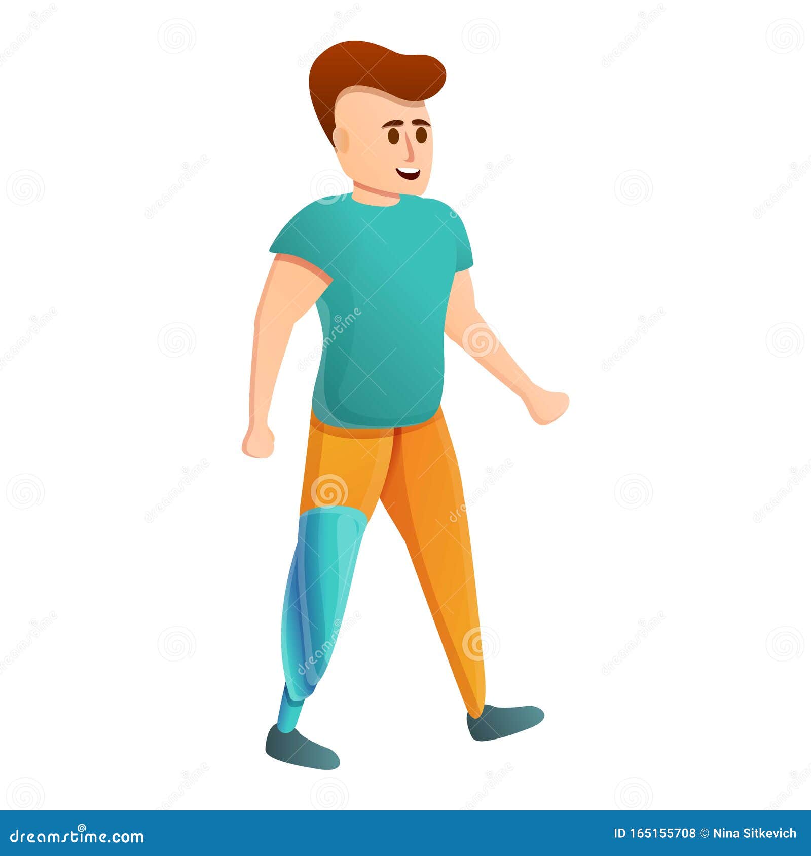 Boy Smiling Leg Bionic Icon, Cartoon Style Stock Vector - Illustration ...