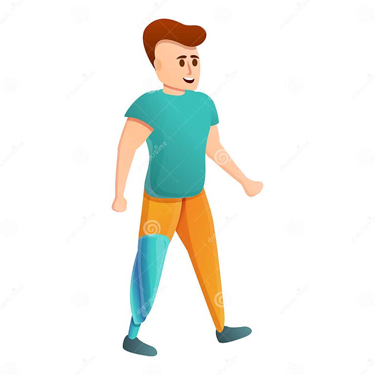 Boy Smiling Leg Bionic Icon, Cartoon Style Stock Vector - Illustration ...