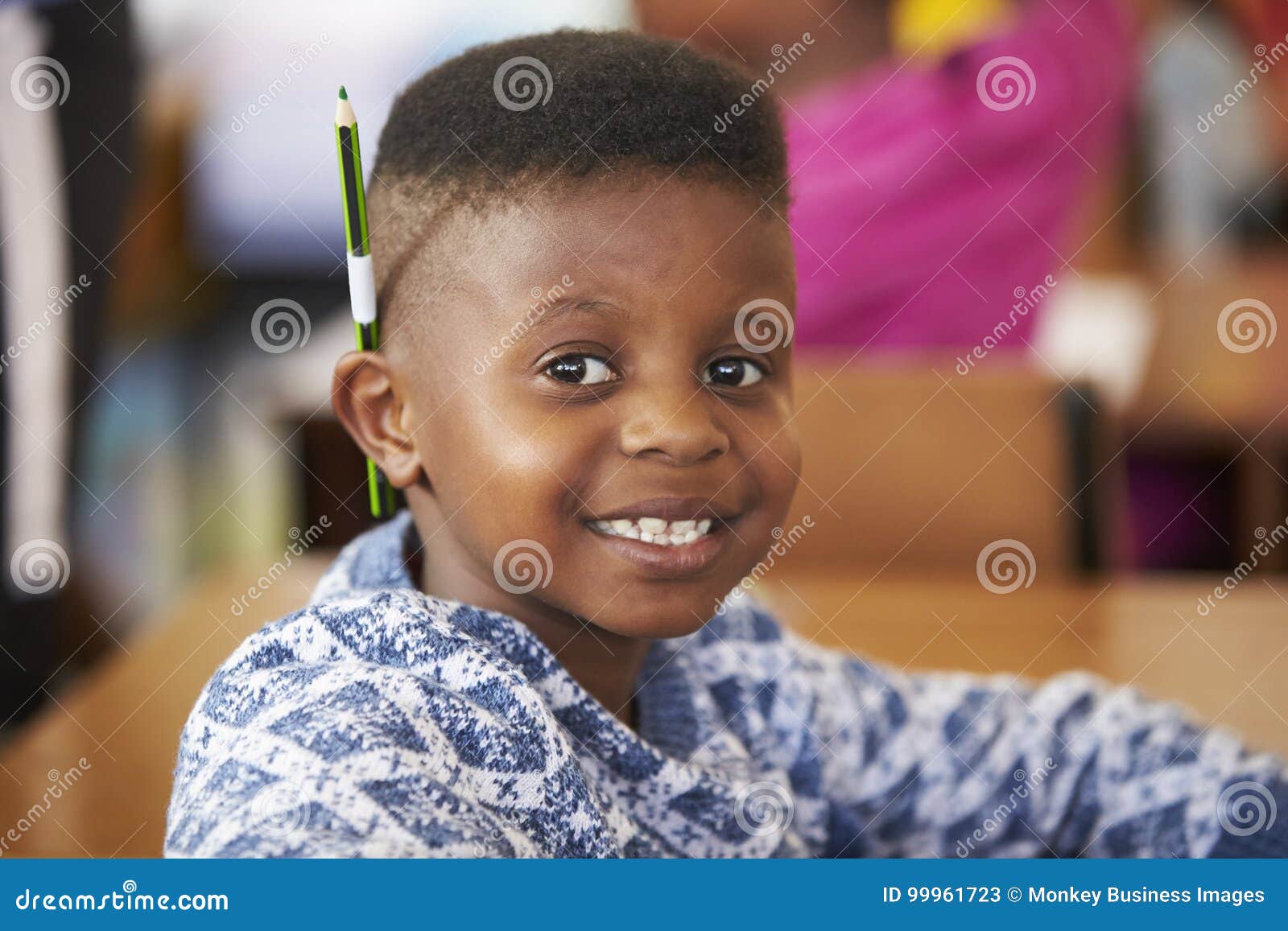 Boy Smiling To Camera in an Elementary School Lesson Stock Image ...
