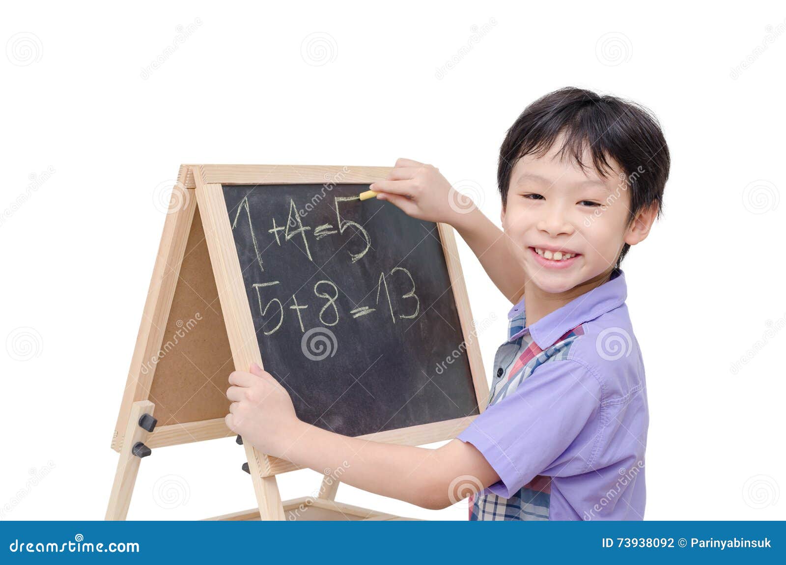 Boy Smiling between Writing Math Answer Stock Photo - Image of concept ...