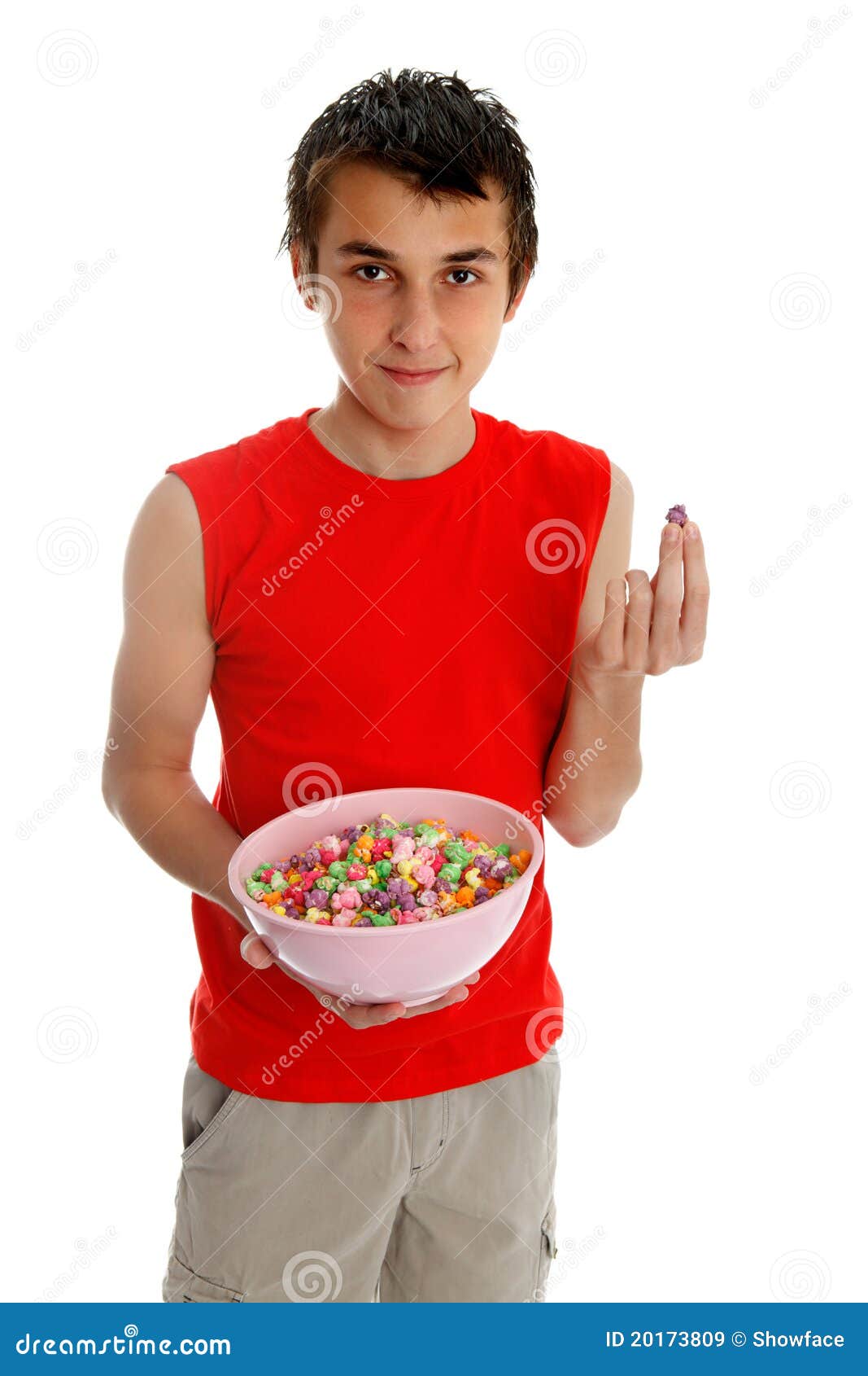 Boy with Snack Food Popcorn Stock Image - Image of orange, snack: 20173809