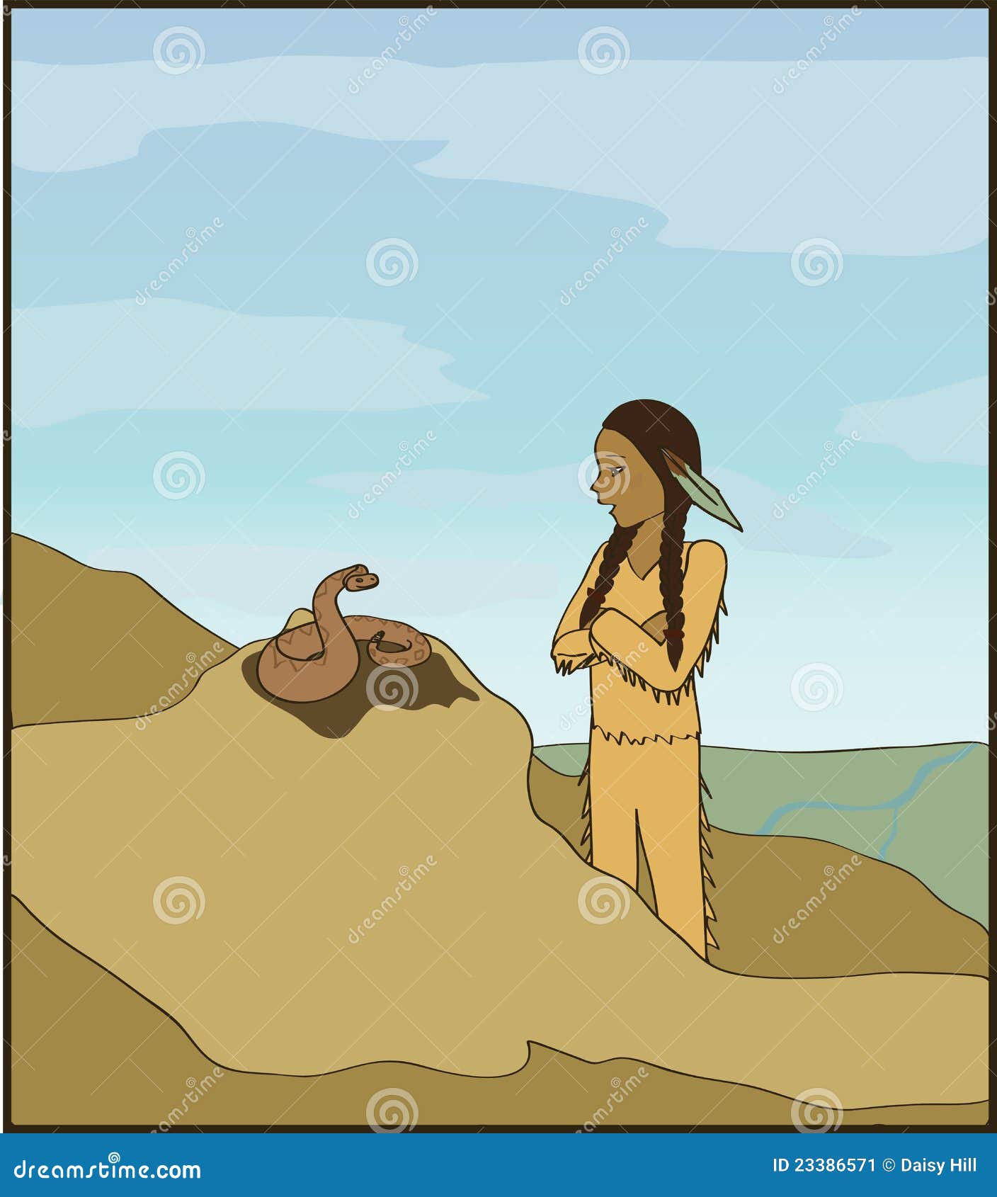 The boy and the snake stock vector. Illustration of clouds - 23386571