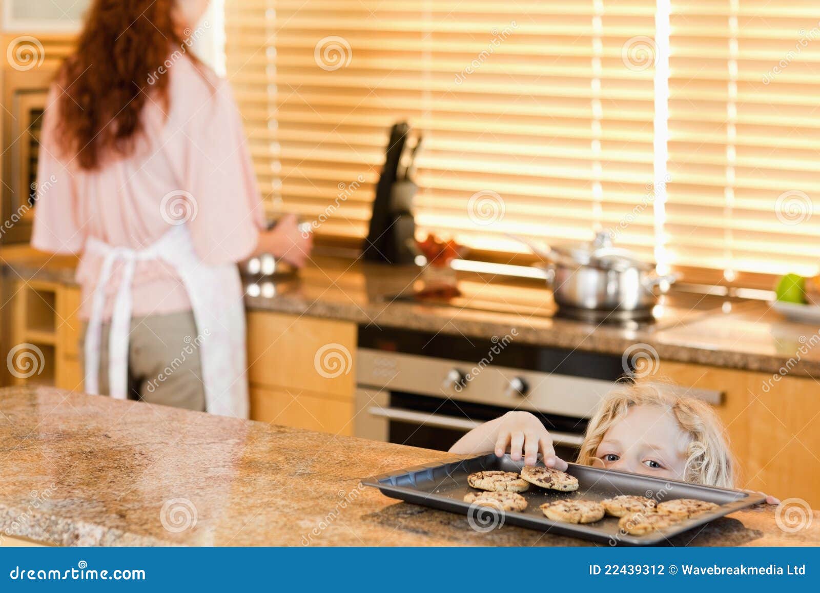 Boy sneaking up to cookies stock photo. Image of interior - 22439312
