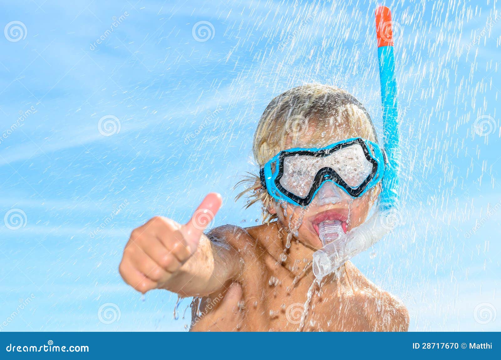 Boy with Snorkel and Diving Mask Stock Photo - Image of goggles, male ...