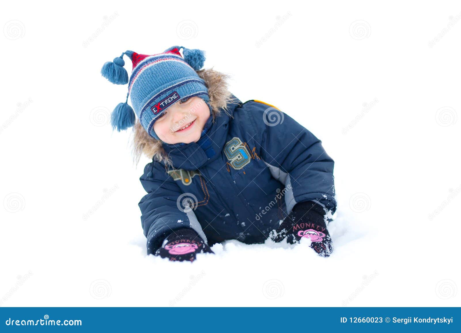 Boy in the snow stock image. Image of mouth, season, snow - 12660023