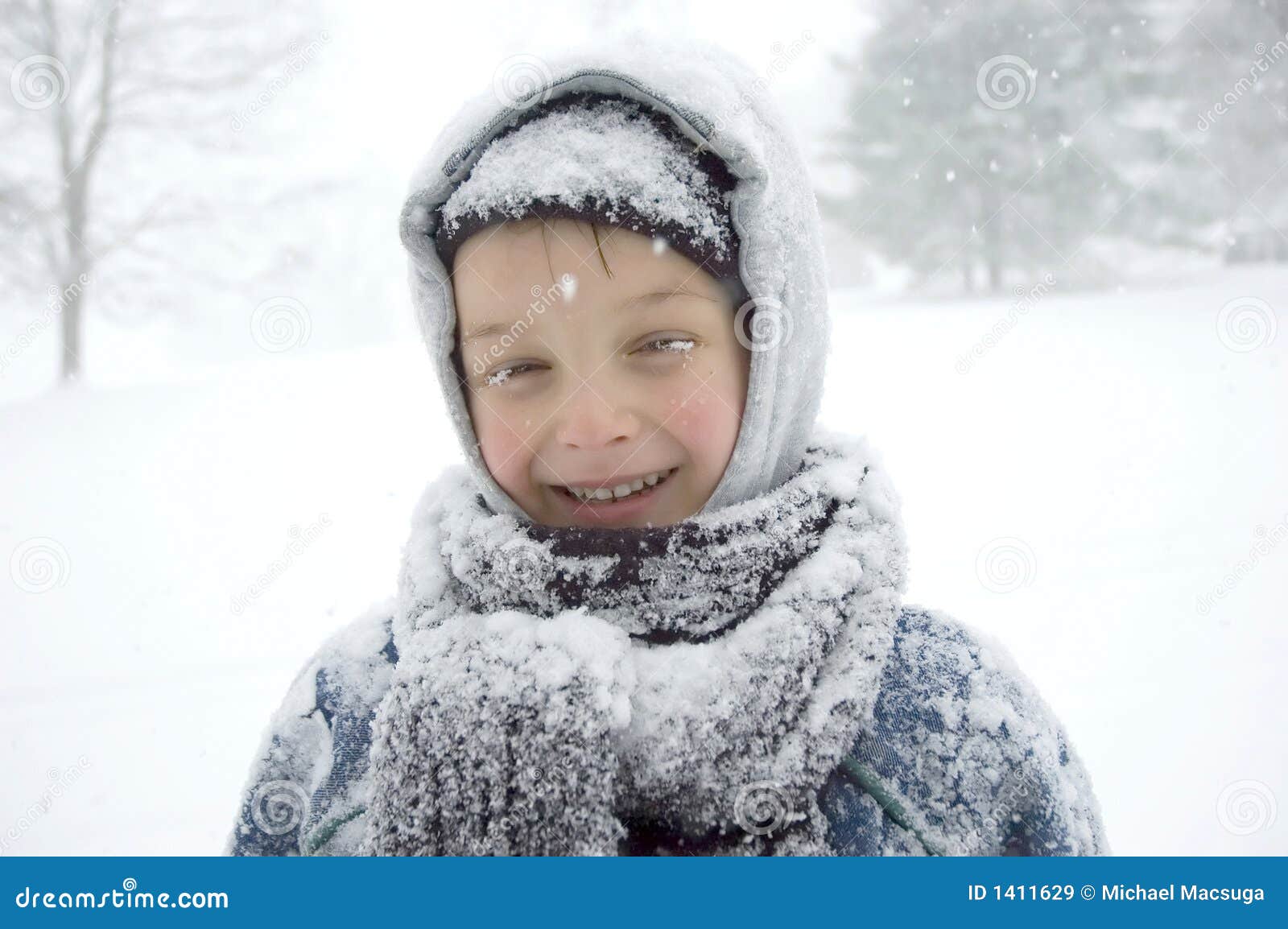 Boy on the Snow stock image. Image of snow, scarf, cold - 1411629