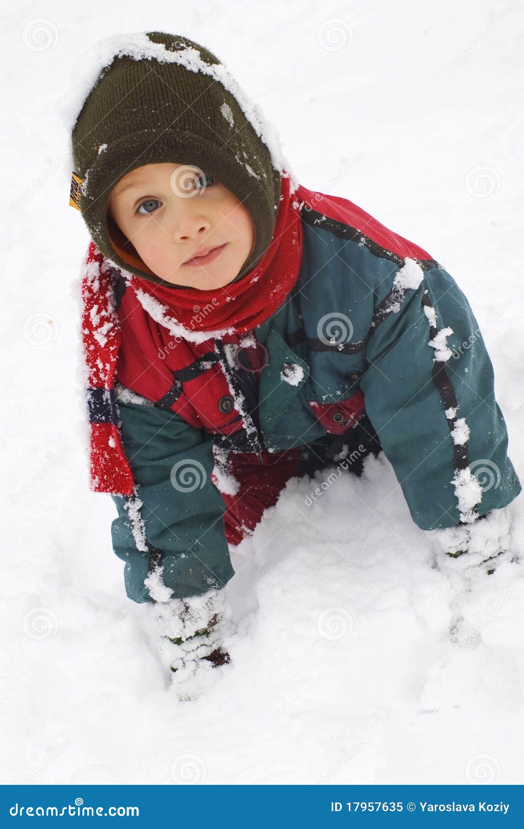Boy in the snow stock image. Image of season, frost, nature - 17957635