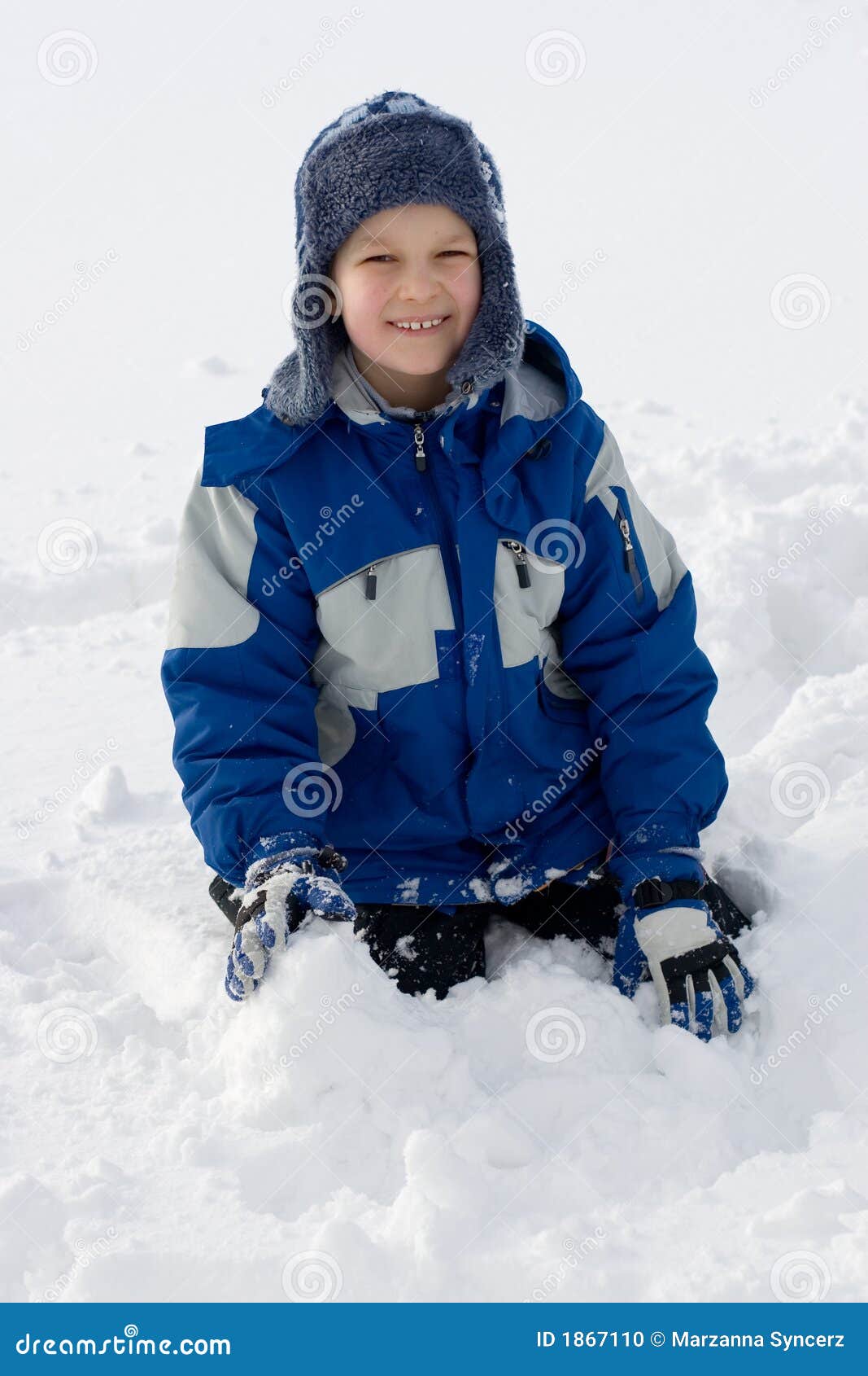 Boy in Snow stock photo. Image of adorable, male, child - 1867110