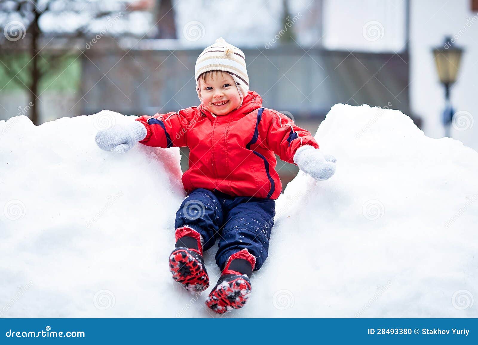 Boy on Snow stock photo. Image of hill, face, playful - 28493380