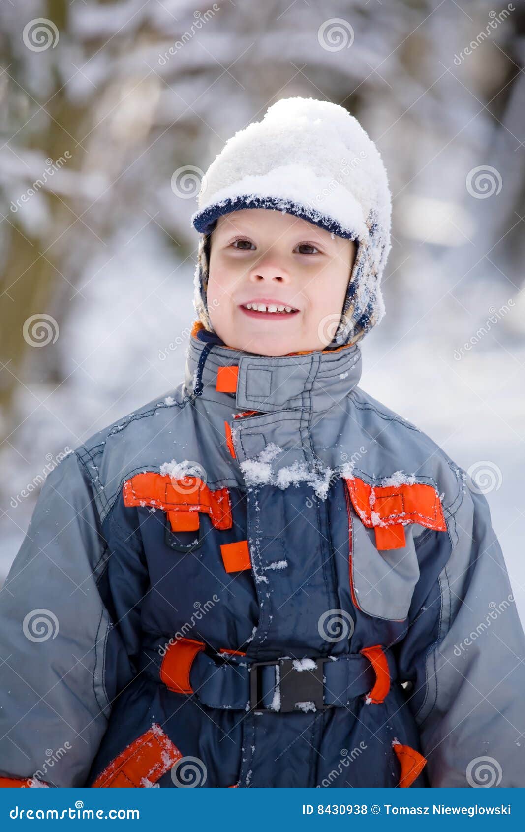 Boy and snow cap stock photo. Image of portrait, holidays - 8430938